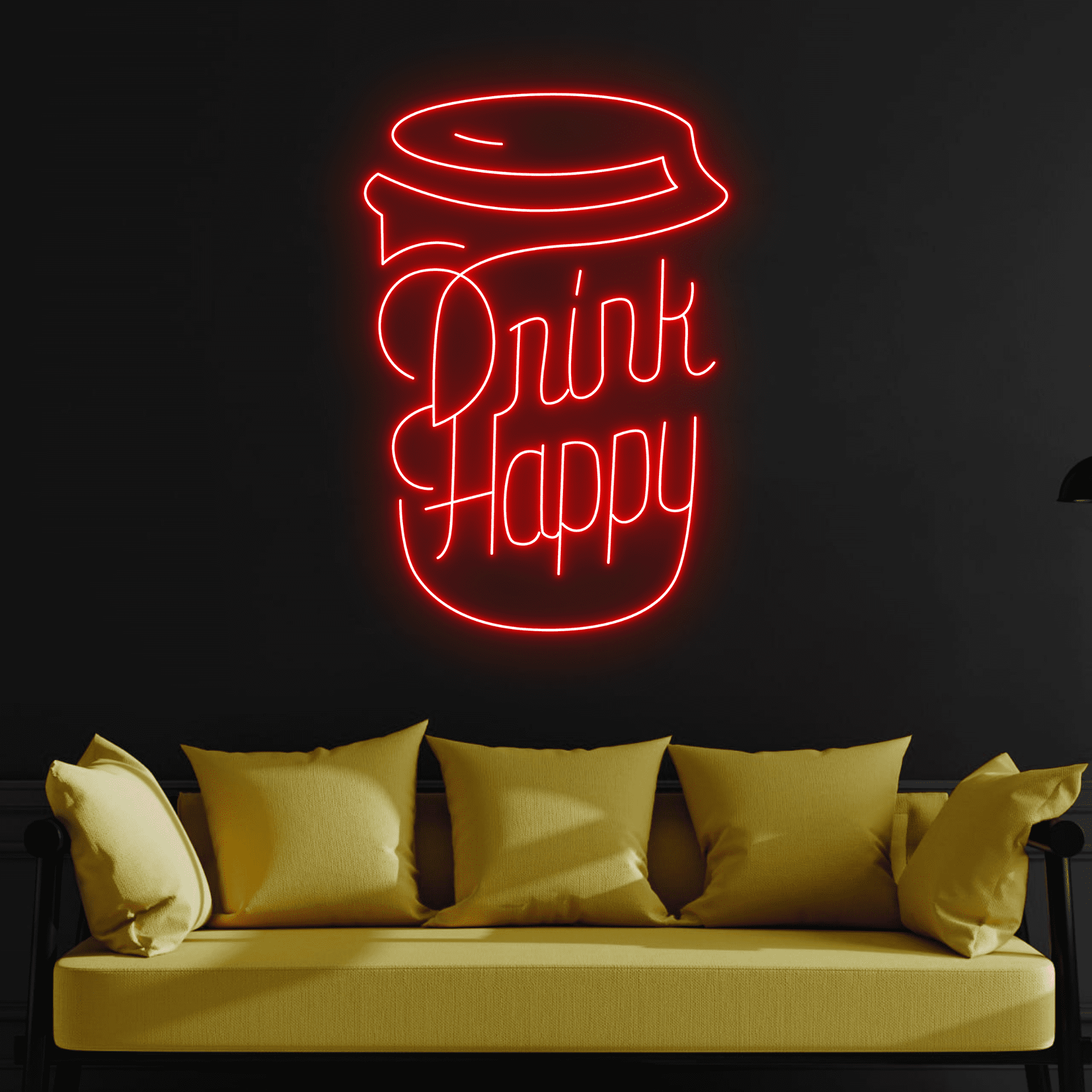 C-craft Drink Happy Neon Sign Wall Art Living Room Wall Decor Kids Room ...