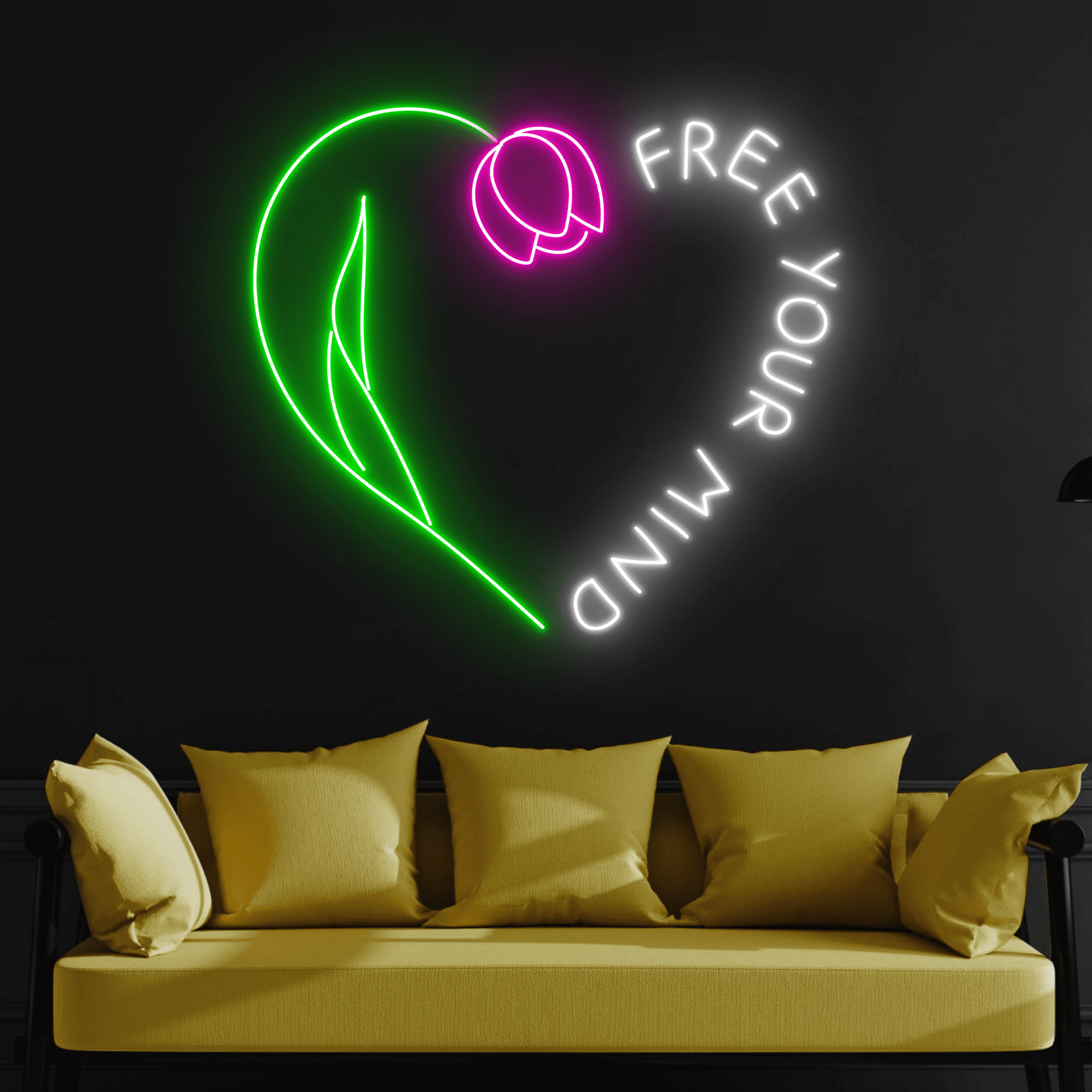 C-craft Free Your Mind Neon Sign for Living Room Wall Decor Tulip ...