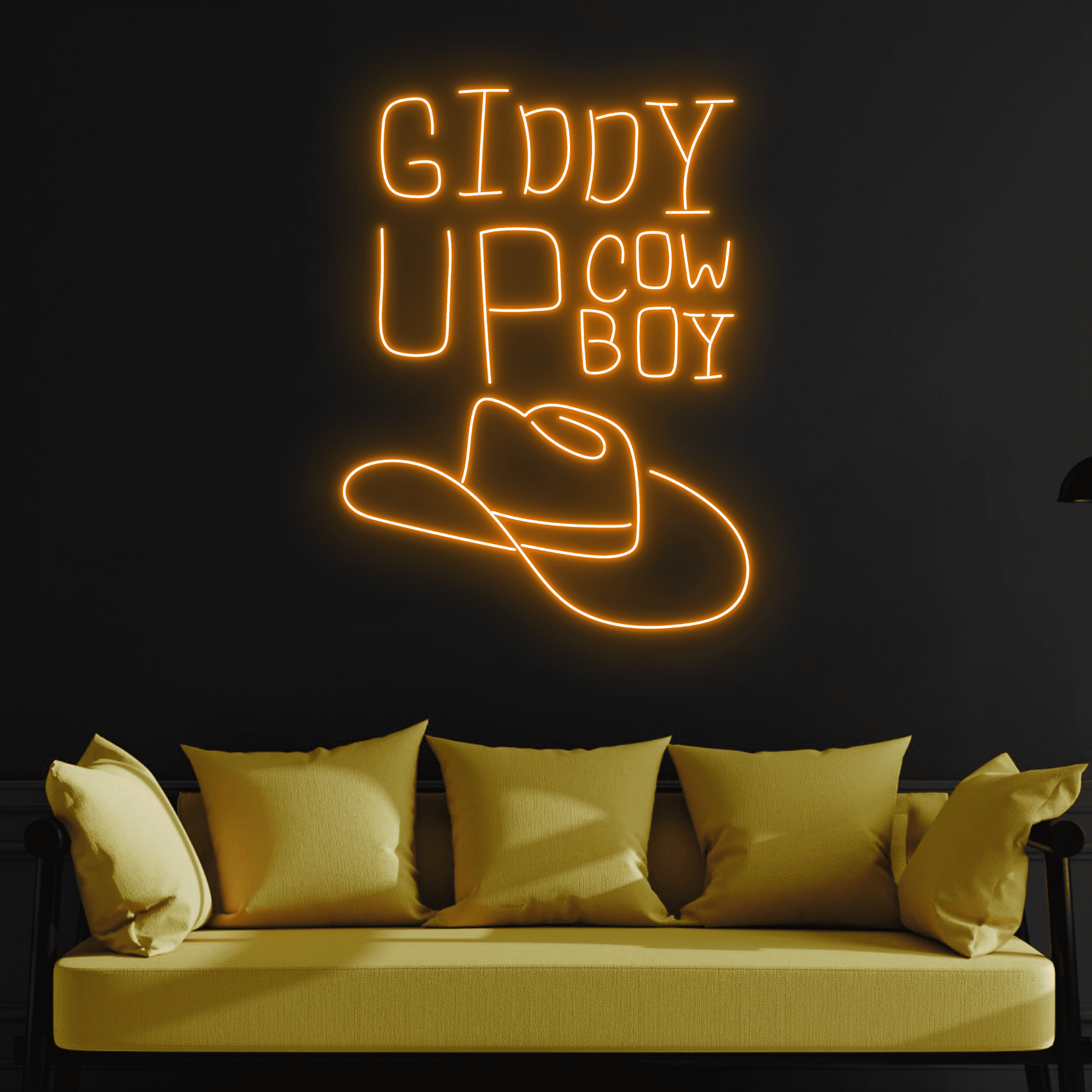 C-craft Giddy Up Cowboy Hat Neon Sign Wall Art Vintage Decor Led Sign ...