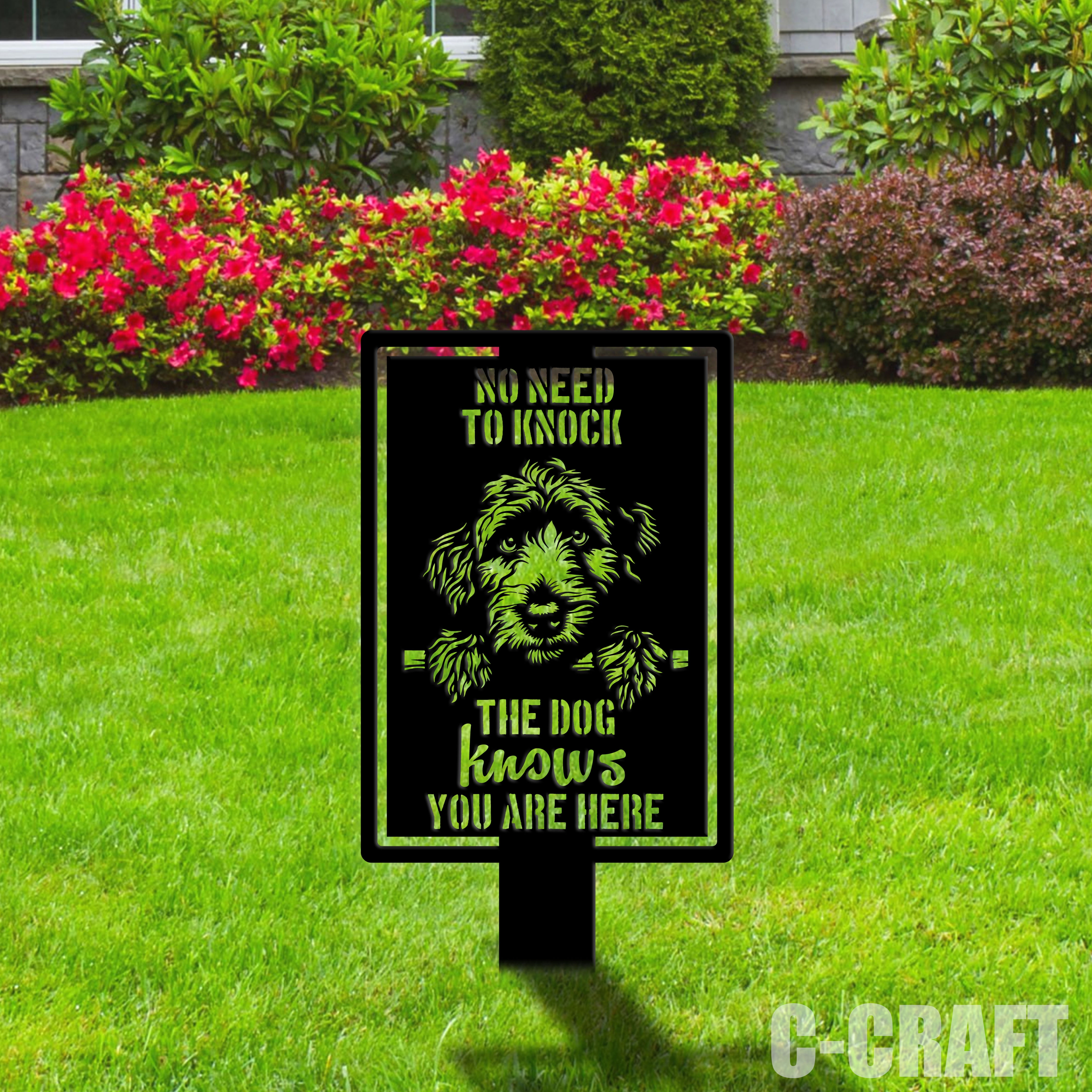 C-craft Goldendoodle Guard Dog on Duty Yard Sign for Enhanced Security ...