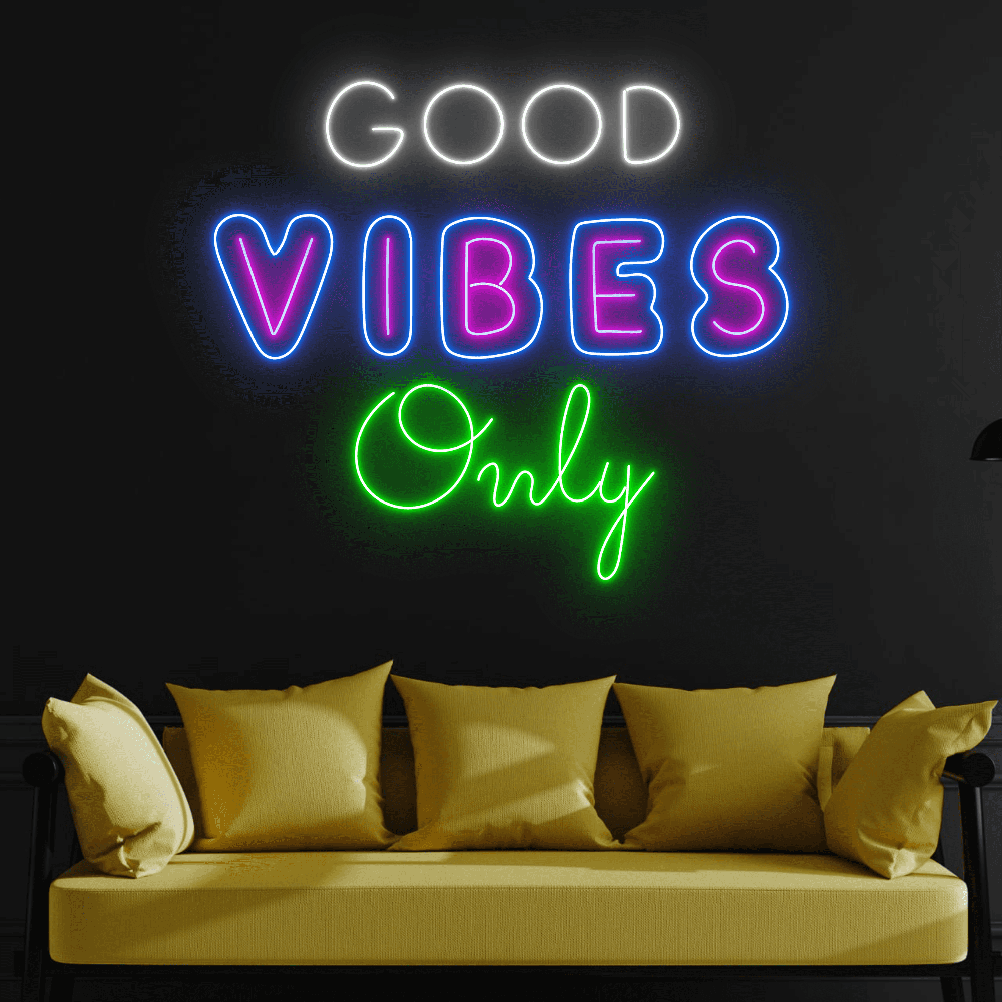 C-craft Good Vibes Neon Sign Wall Art Teen Room Decor Led Sign for ...