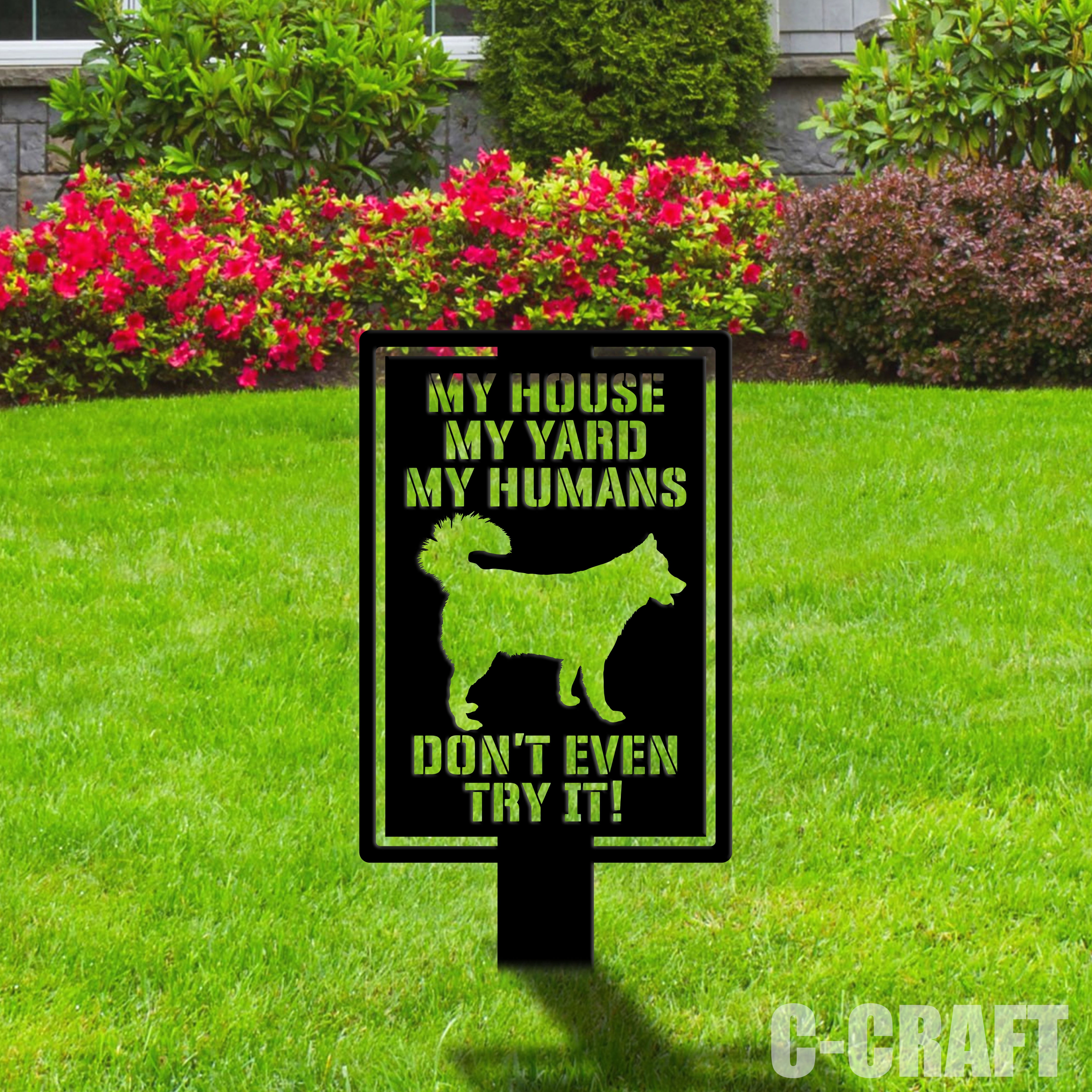 C-craft Husky Guard Dog on Duty Yard Sign for Enhanced Security ...