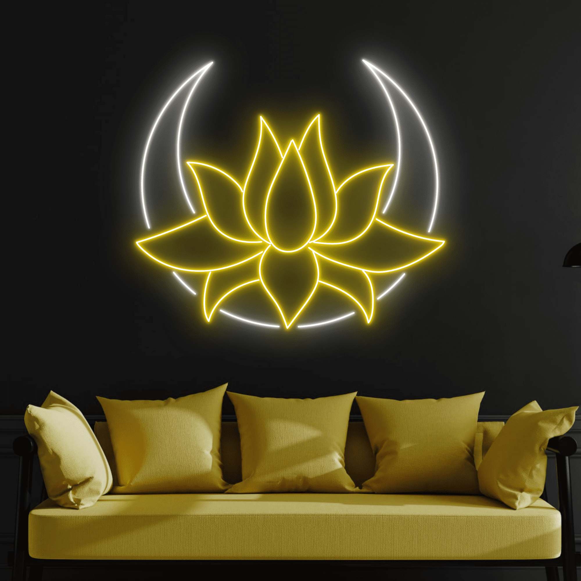 C-craft Lotus Moon Neon Sign for Yoga Club Led Sign for Living Room ...
