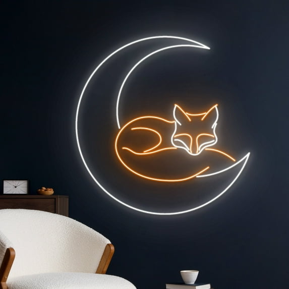 C-craft Mystical Fox Moon Neon Light - Adds Enchantment to Home Decor ...