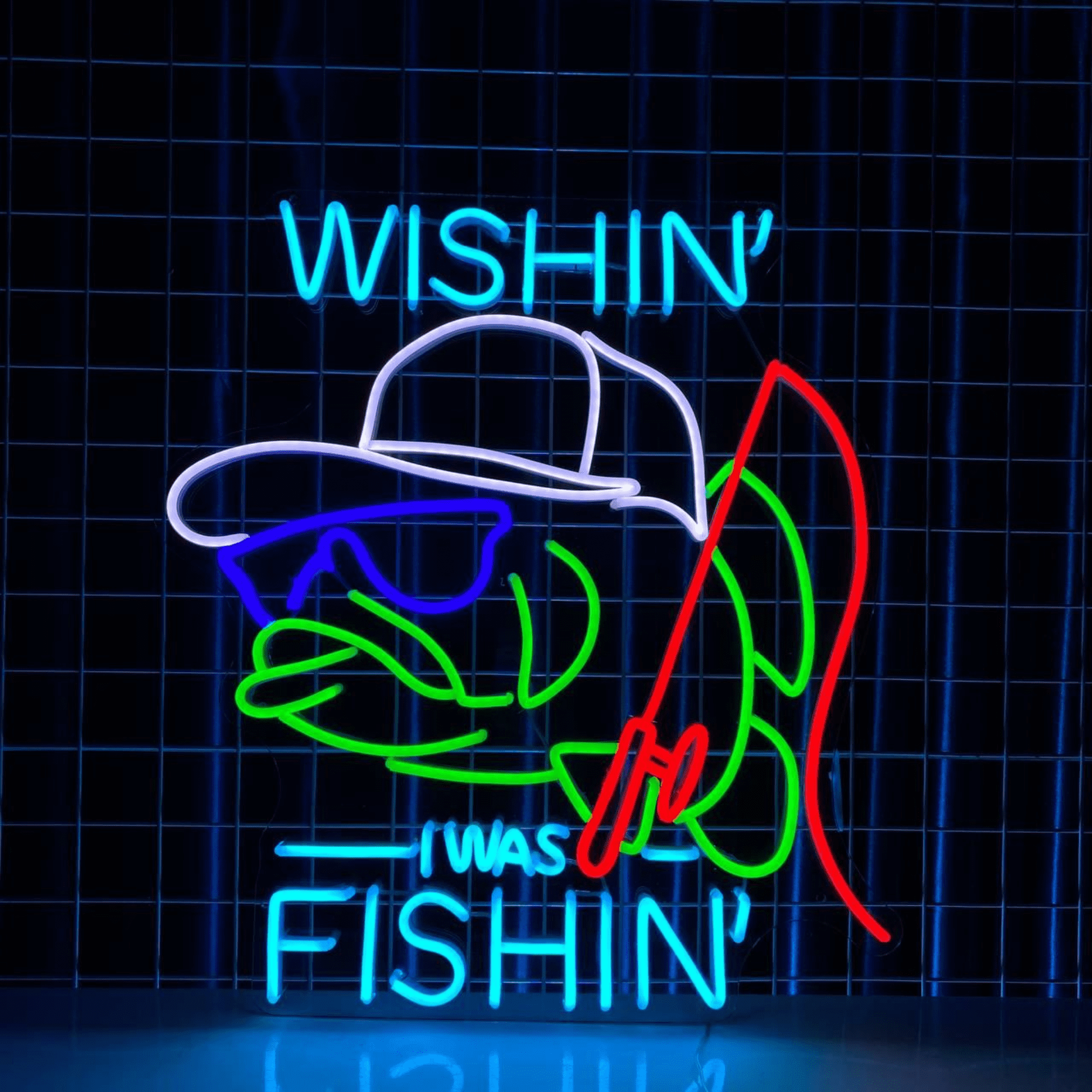 C-craft Neon Fishing Light Ideal Man Cave Wall Decor with LED Glow ...