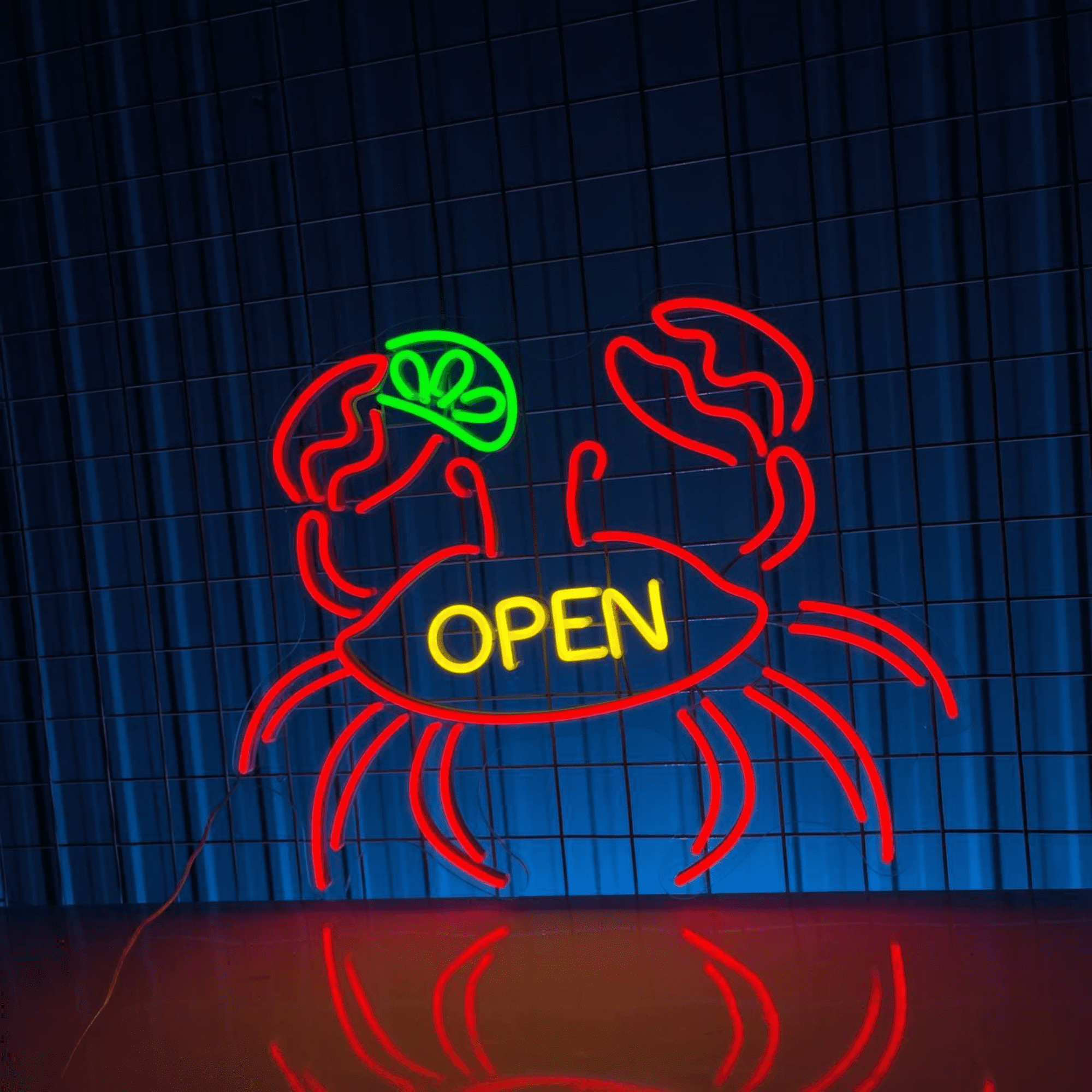C-craft Open Crab Seafood Neon Sign Led Light for Restaurant Bar Wall ...