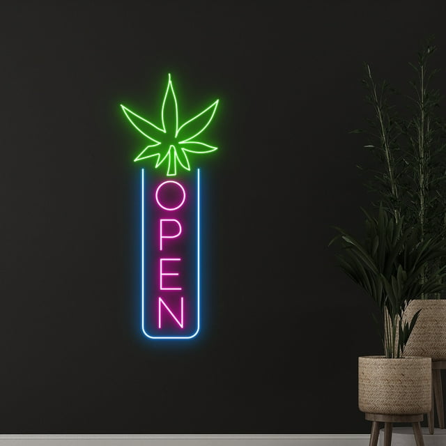 C-craft Open Weed Leaf Neon Sign, Shop Decoration - Walmart.com