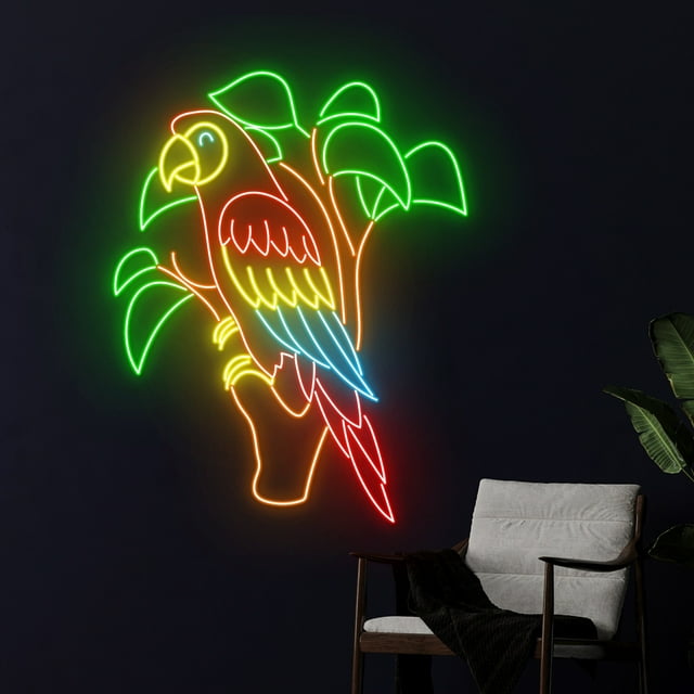 C-craft Parrot Neon Light, Parrot Tree Branch Led Light, Parrot Green ...