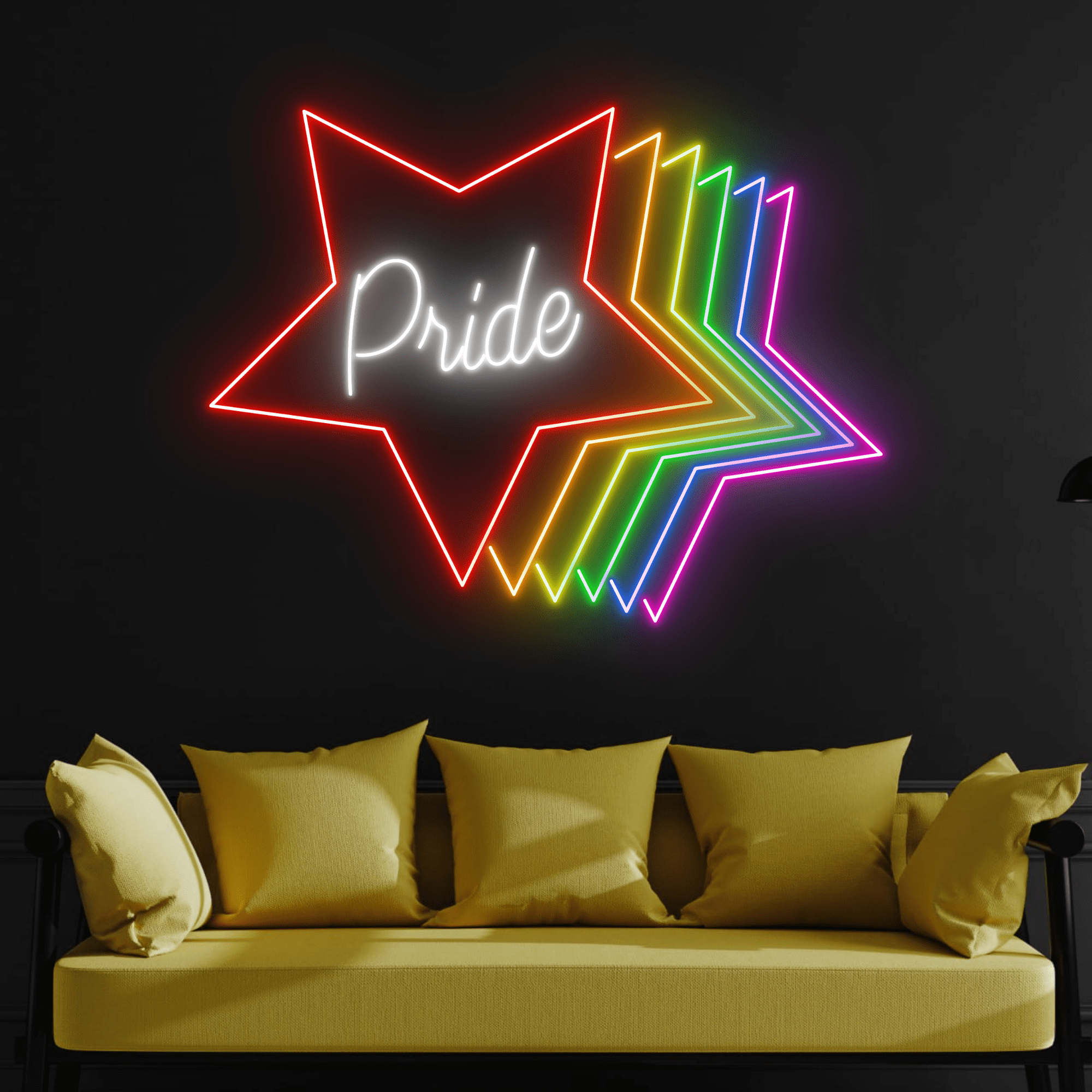 C-craft Pride Star Neon Sign Wall Art Bedroom Wall Decor Led Sign Party ...