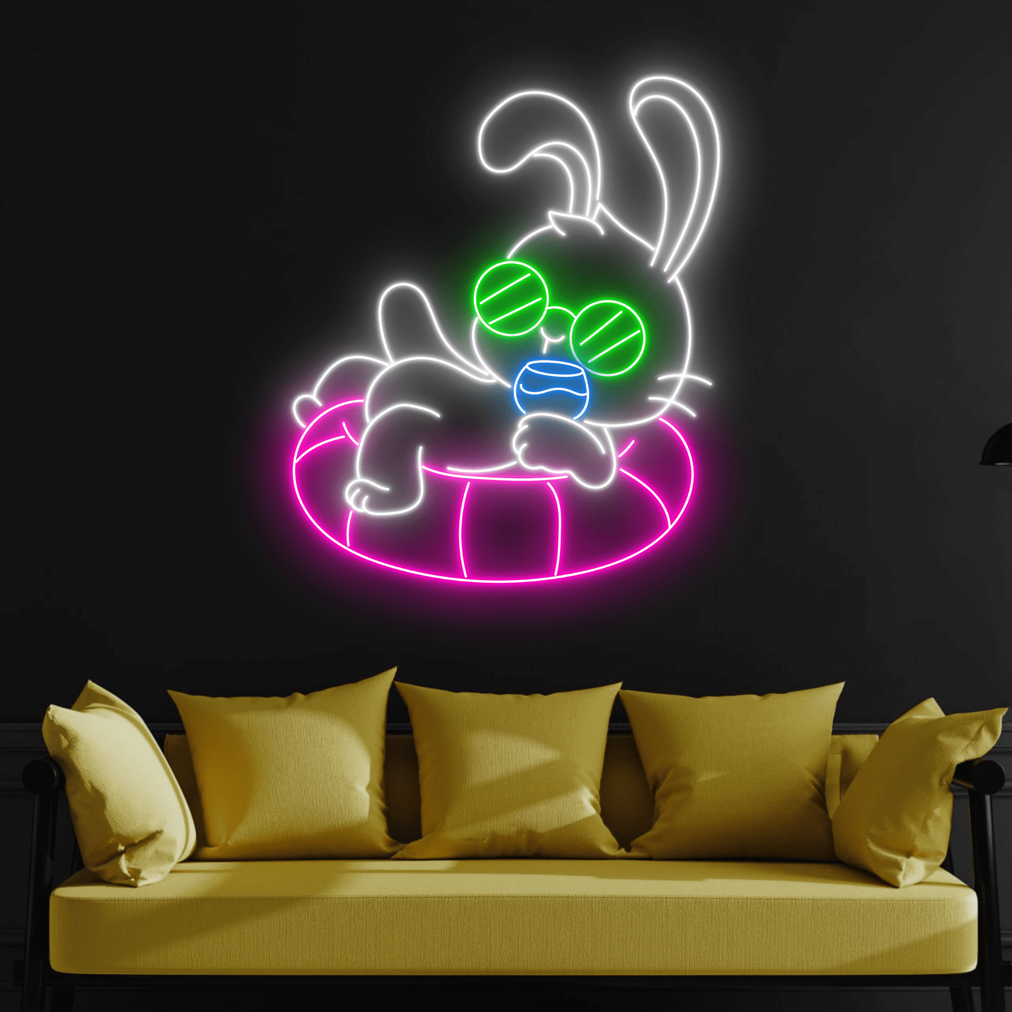 C-craft Rabbit Neon Sign Wall Art Teen Room Decor Led Sign for Bedroom ...