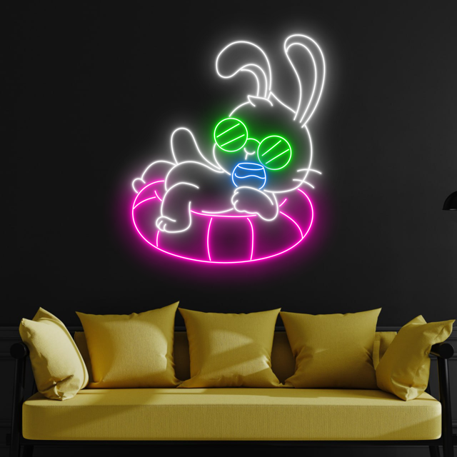 C-craft Rabbit Neon Sign Wall Art Teen Room Decor Led Sign for Bedroom ...