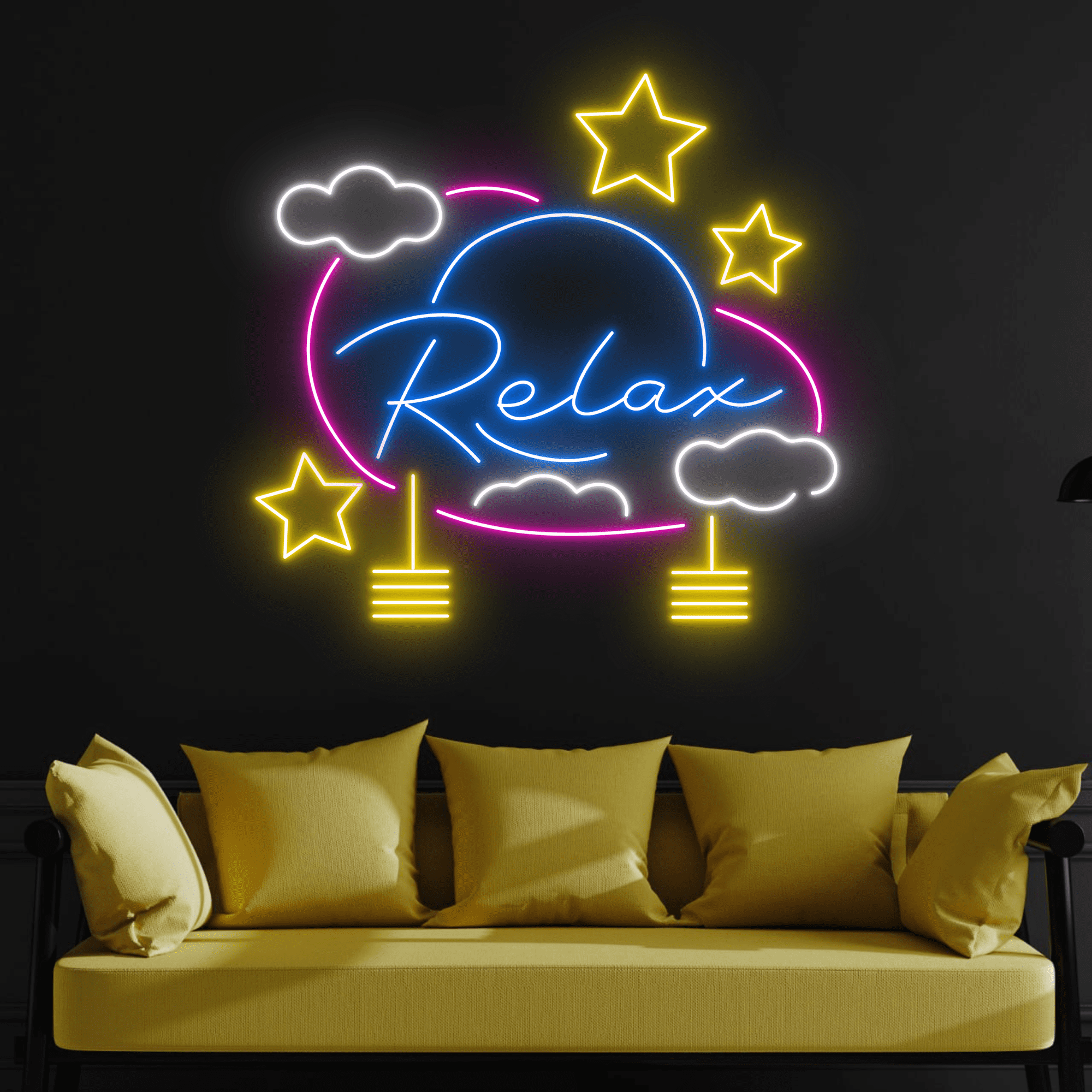C-craft Relax Text Neon Sign for Living Room Wall Decor Lights for ...