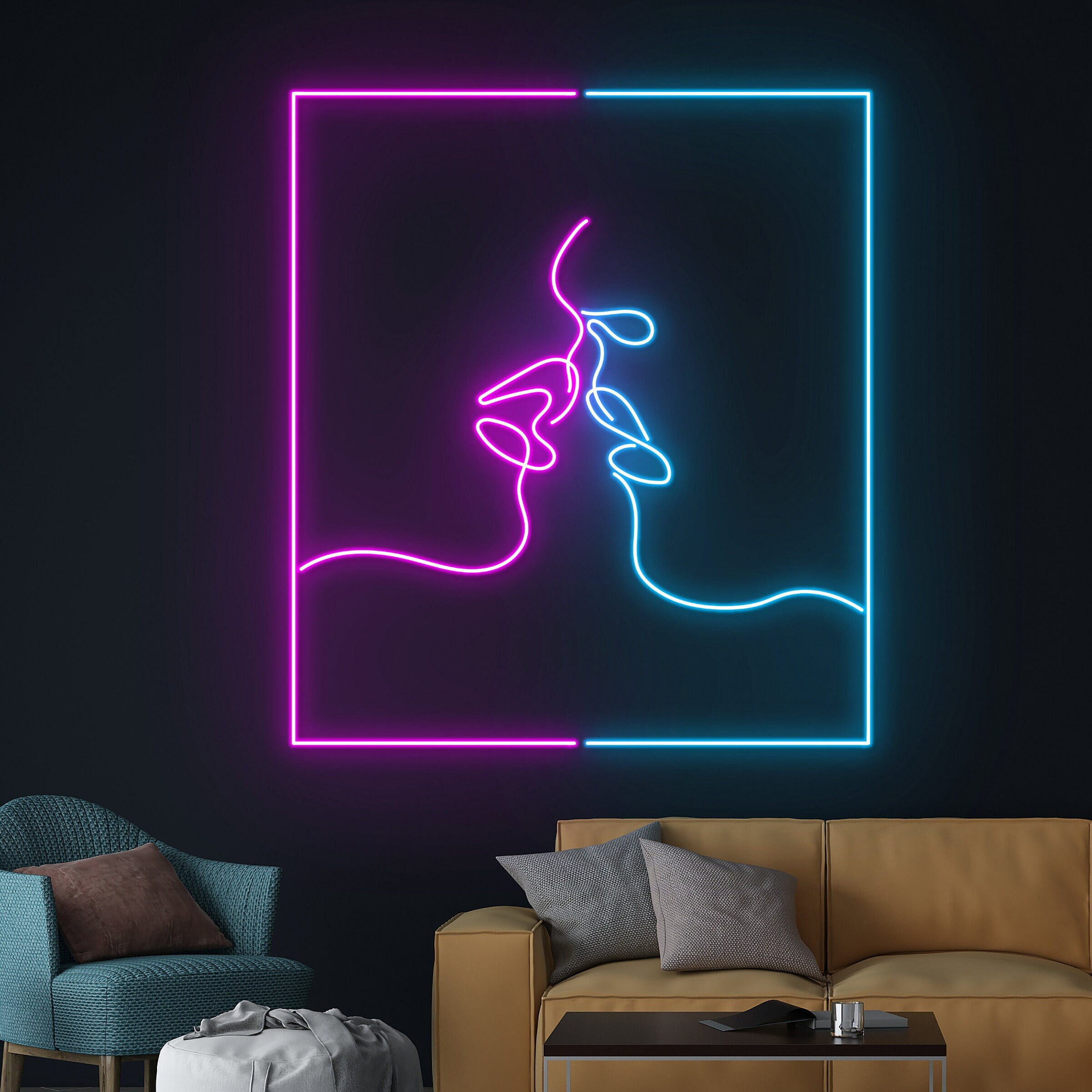 C-craft Romantic Couple Kissing LED Neon Sign - Perfect for Date Night ...