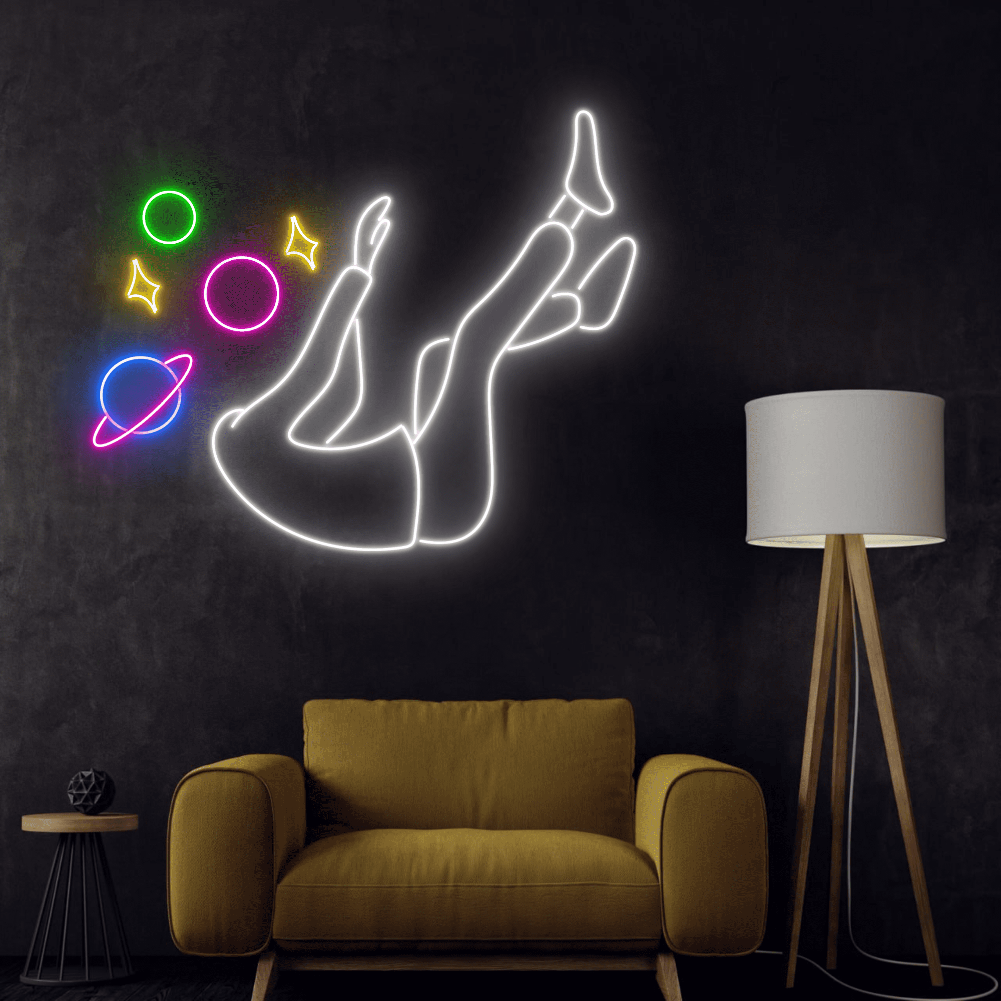 C-craft Space Head Neon Sign for Living Room Wall Decor Space Themed ...