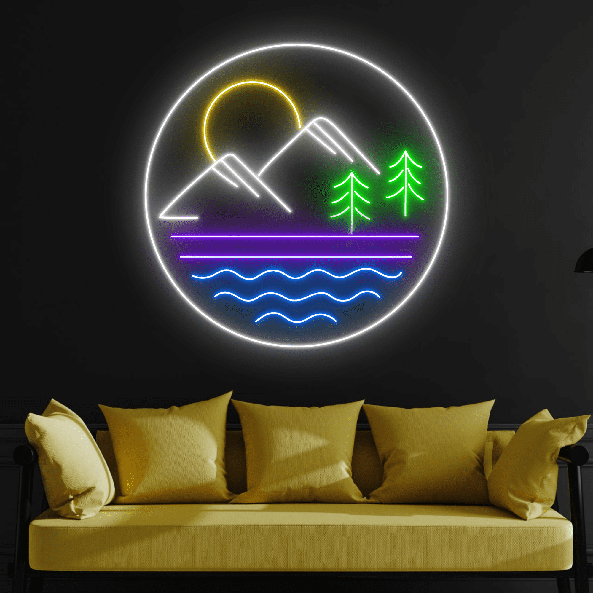 C-craft Sunset Neon Sign Wall Decor Mountains Waves Led Sign House ...