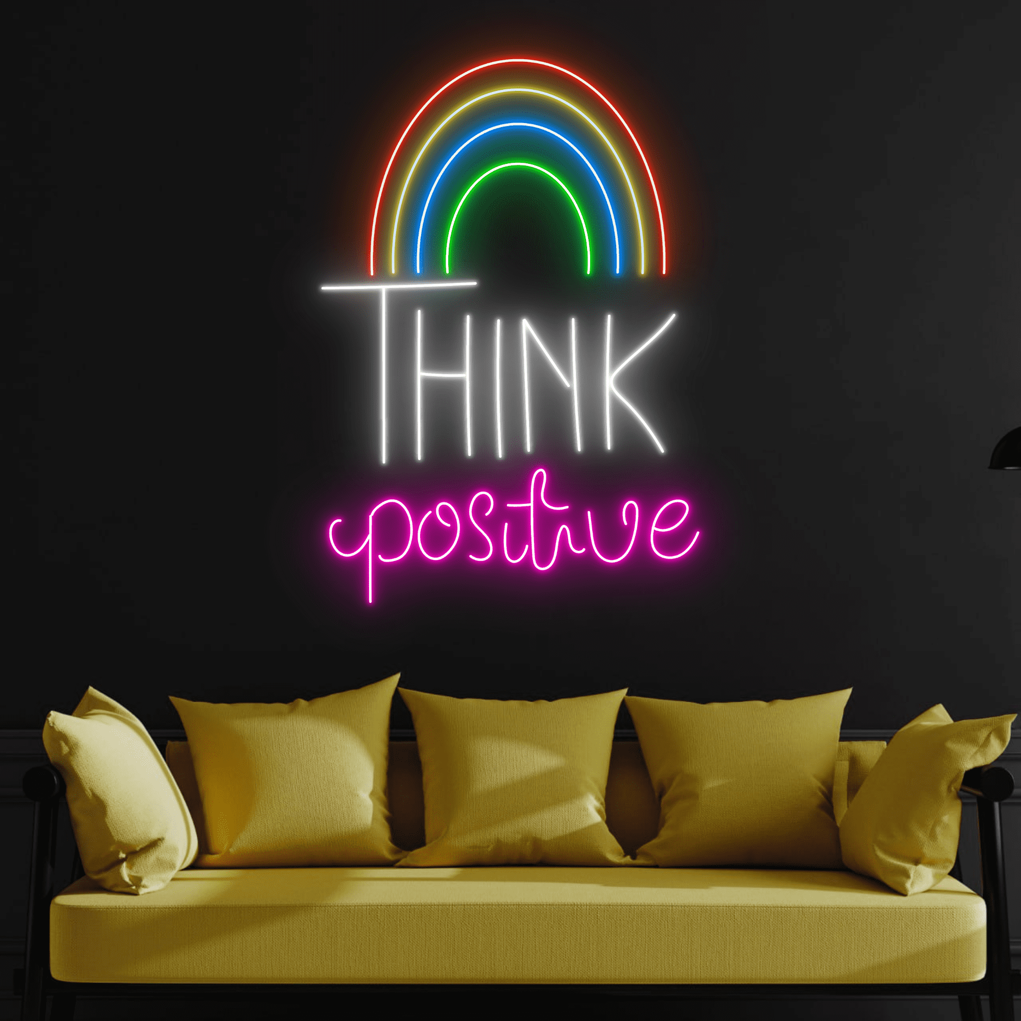 C-craft Think Positive Neon Sign Wall Art Teen Room Decor Led Sign for ...