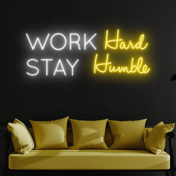 C-craft Work Hard Stay Humble Neon Sign Led Light Wall Art Office Decor ...