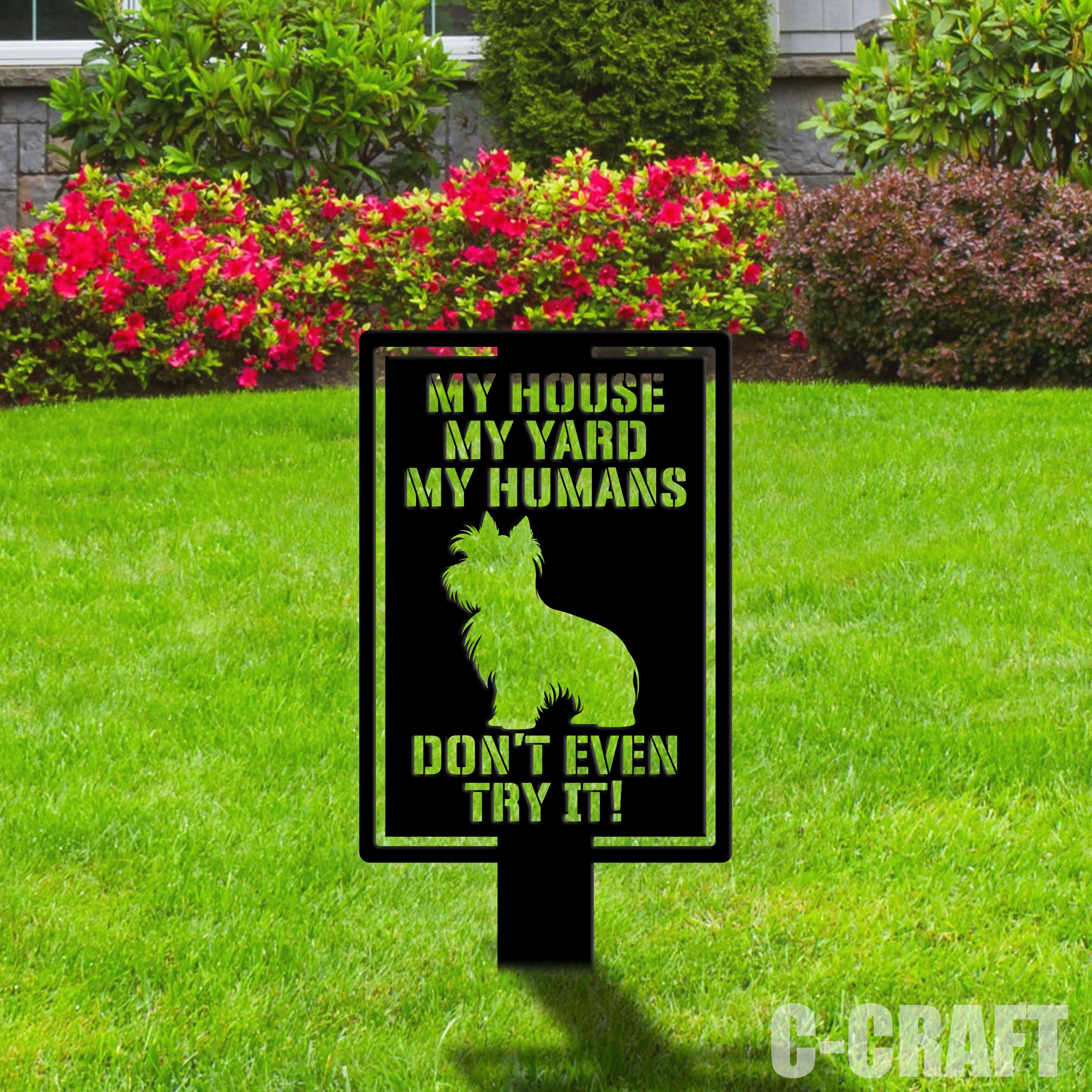 C-craft Yorkshire Terrier Guard Dog on Duty Yard Sign for Enhanced ...