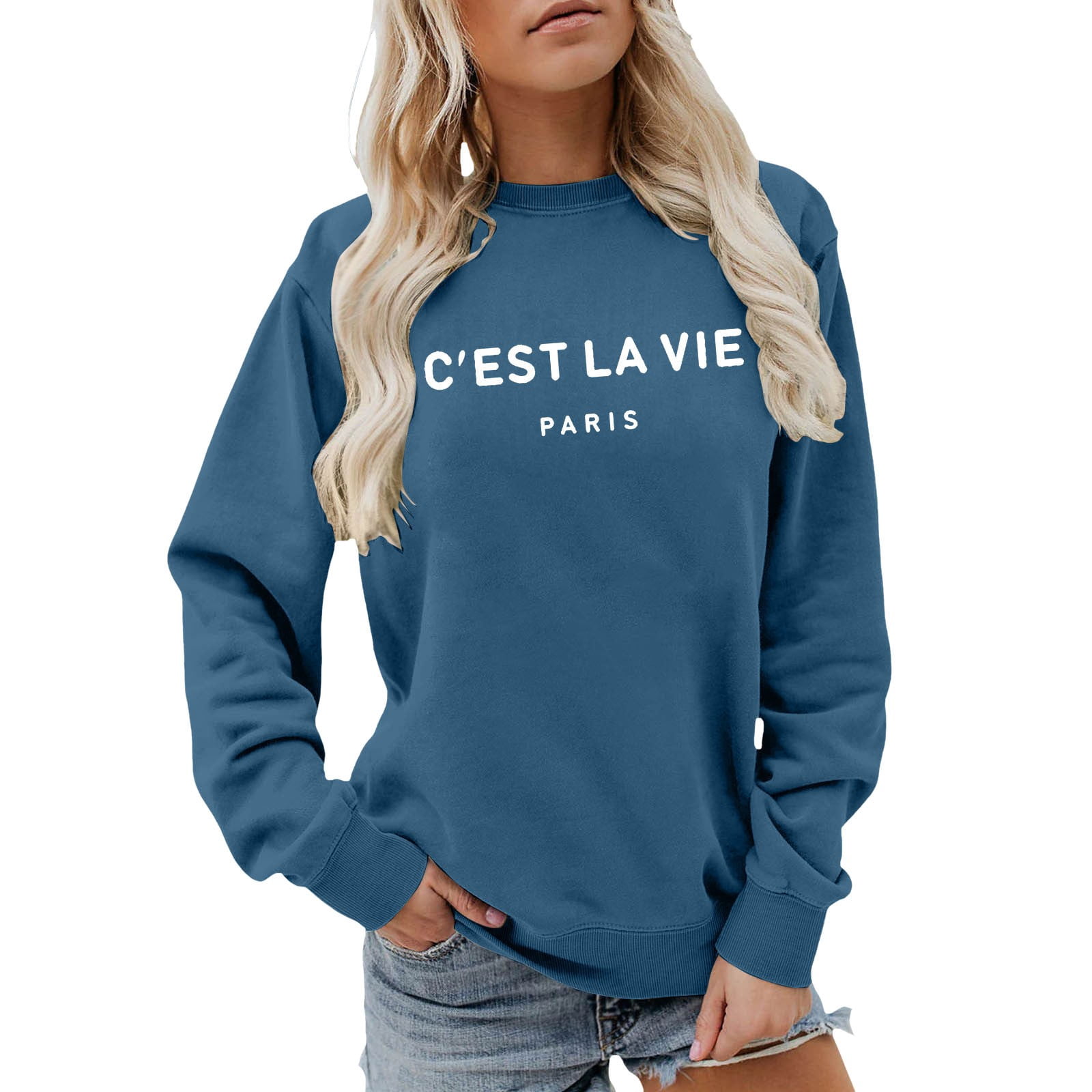 C'est La Vie Paris Sweatshirts for Women Oversized Letter Graphic ...