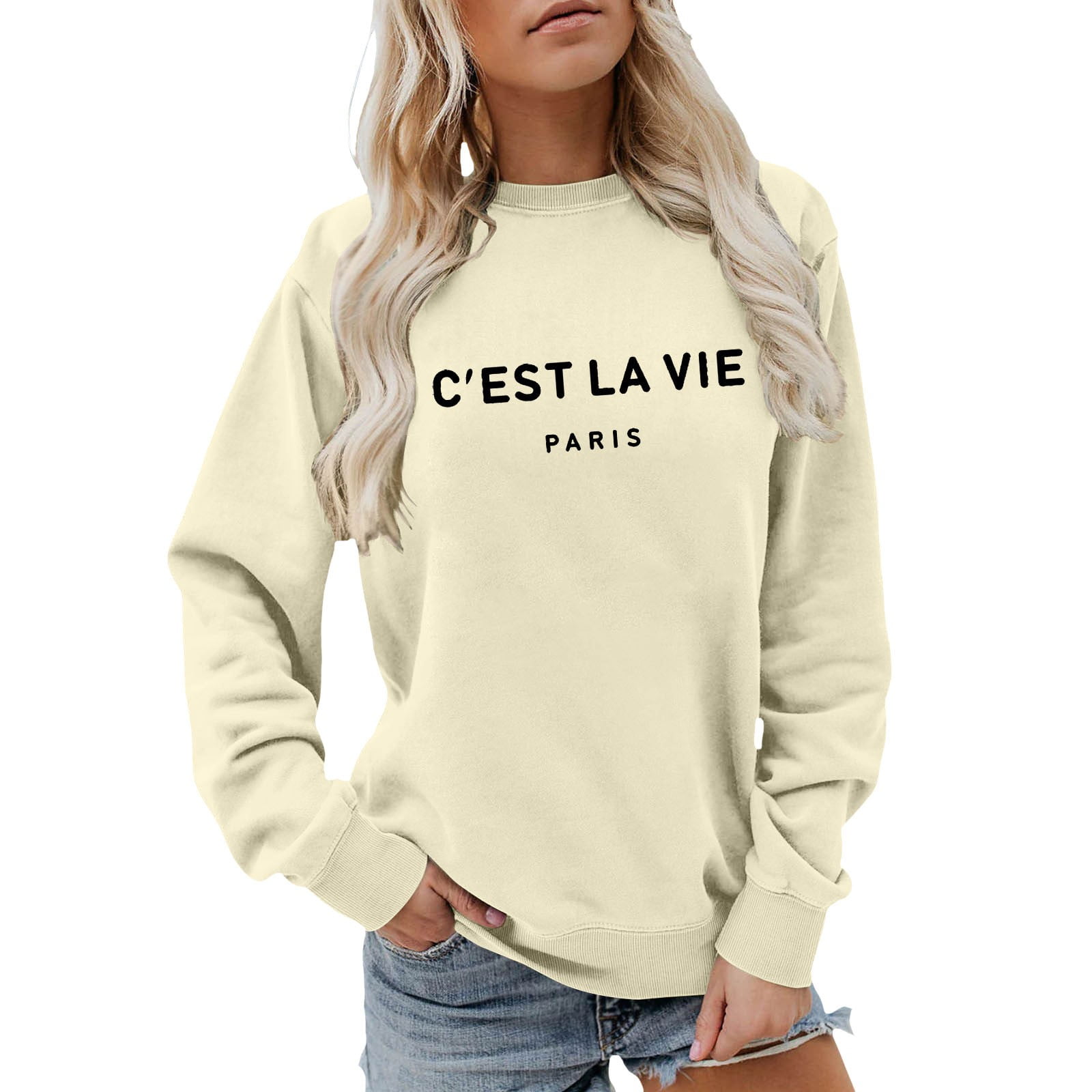 C'est La Vie Paris Sweatshirts for Women Oversized Letter Graphic ...