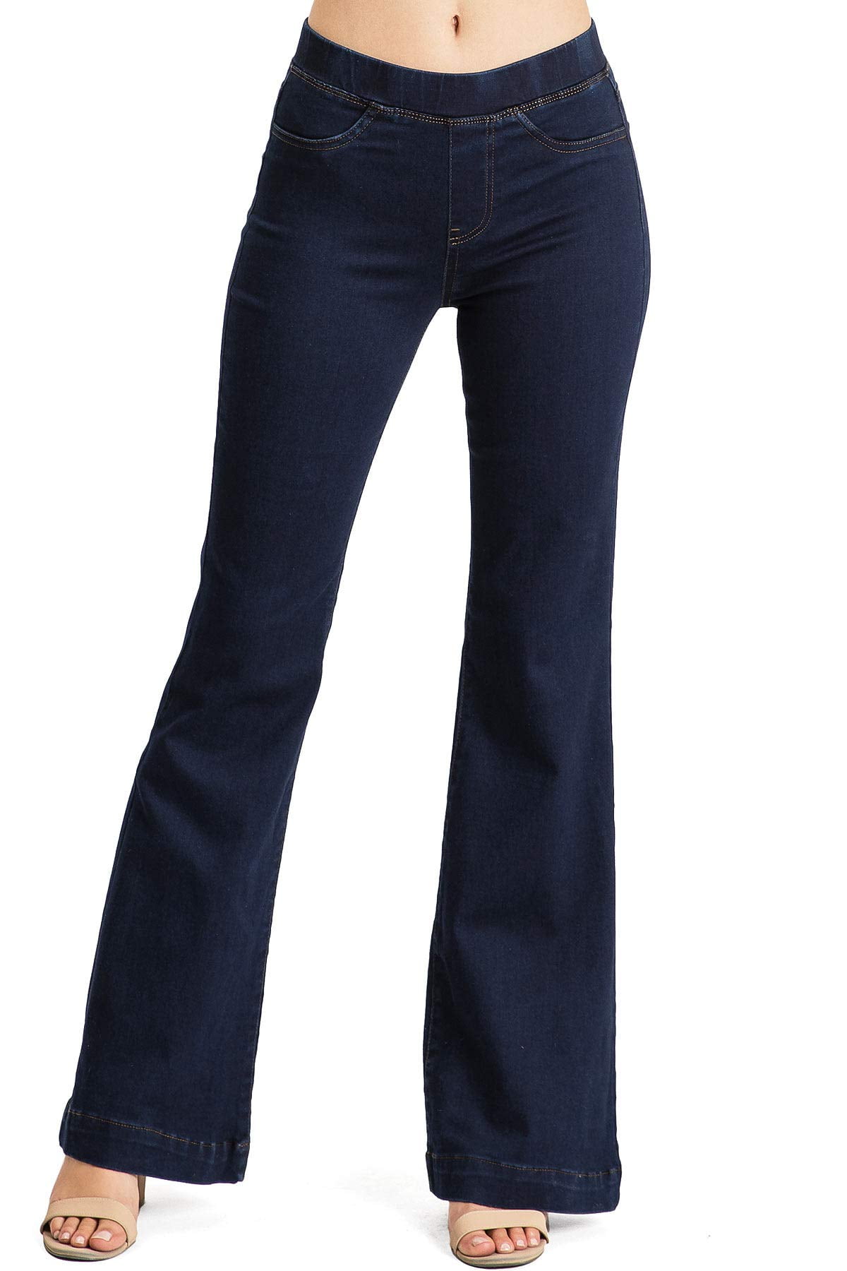 C'est Toi Women's Juniors High Rise Bell Bottom Denim Flares (Small ...