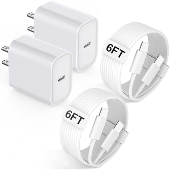 C for 17/16/15 ,2Pack 20W Type C Wall Charge Block 6FT Long C to C Cord ...