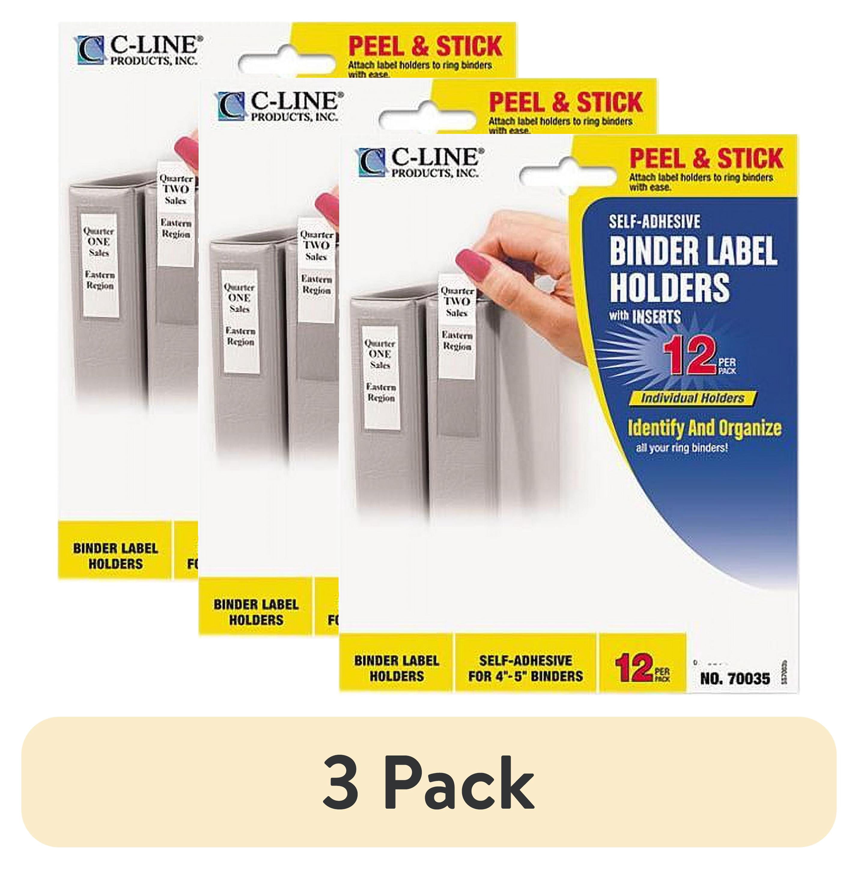(3 pack) C-line 70035 Self-Adhesive Ring Binder Label Holders, Top Load ...