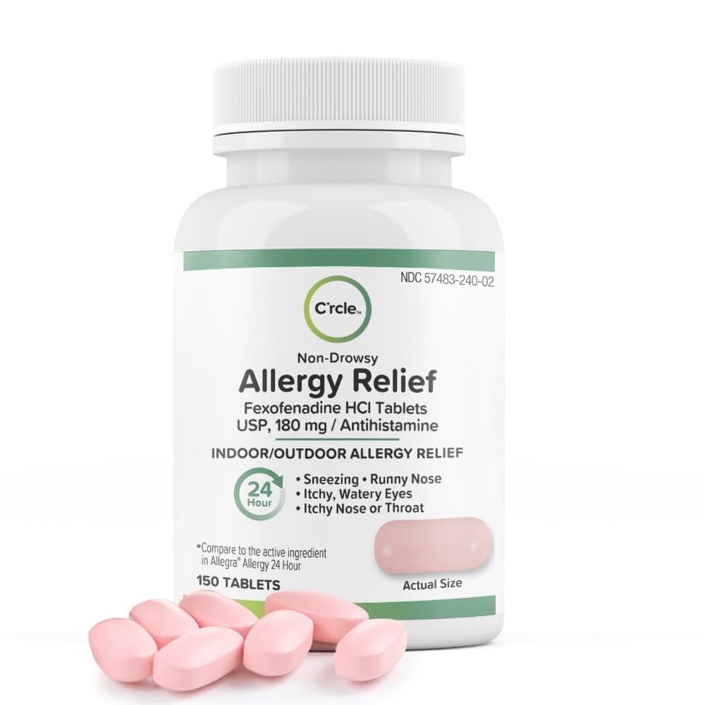 C'rcle 180mg Fexofenadine Hydrochloride Allergy Relief Tablets, 150 ...