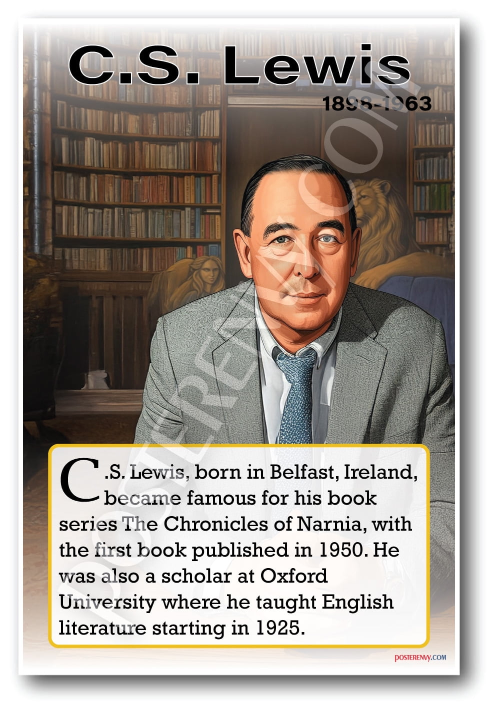 C.s. Lewis - Notable Figure - Biography Poster 18 x 12 inch - Walmart.com