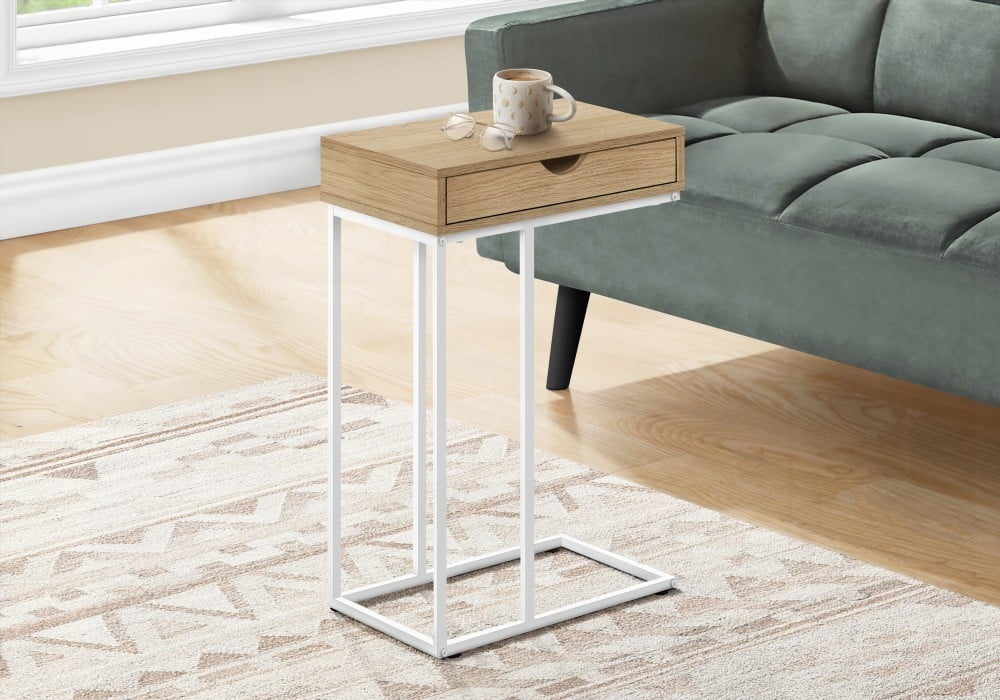 C-shaped Accent Table - Living Room/ Bedroom, Storage Drawer, Under ...