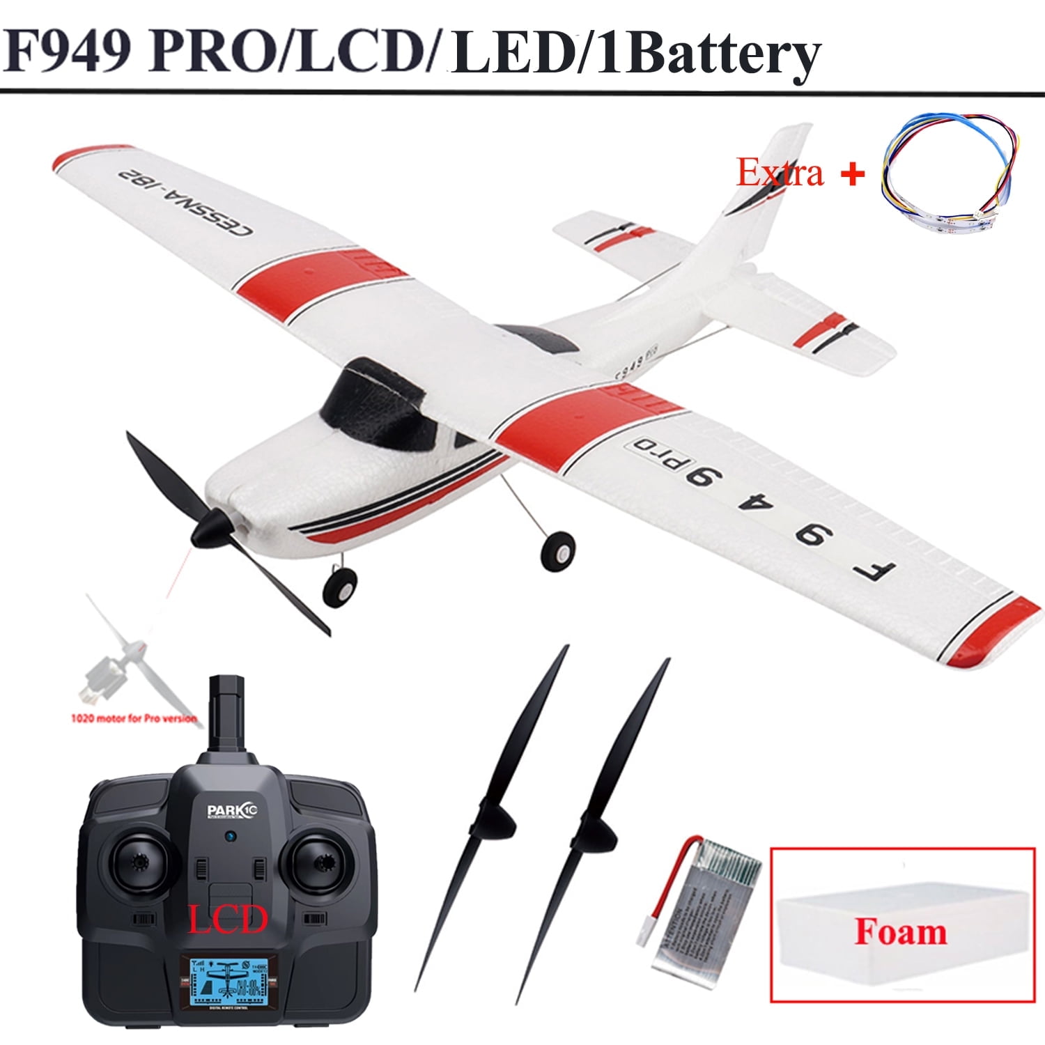 【C0】WLtoys 2.4G F949 LCD Version RC Airplane Cessna 182 3D6G 3Ch Fixed ...