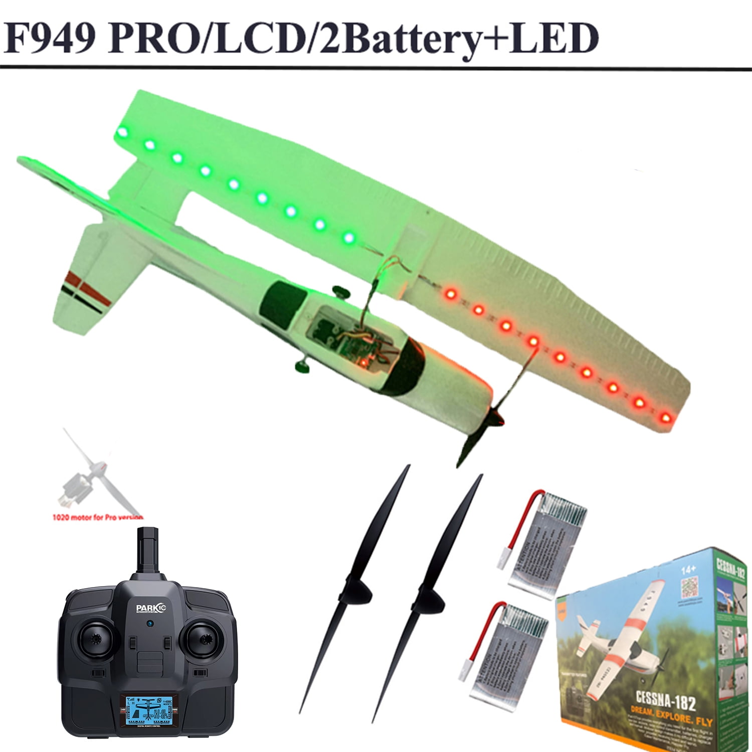 【C0】WLtoys 2.4G F949 LCD Version RC Airplane Cessna 182 3D6G 3Ch Fixed ...