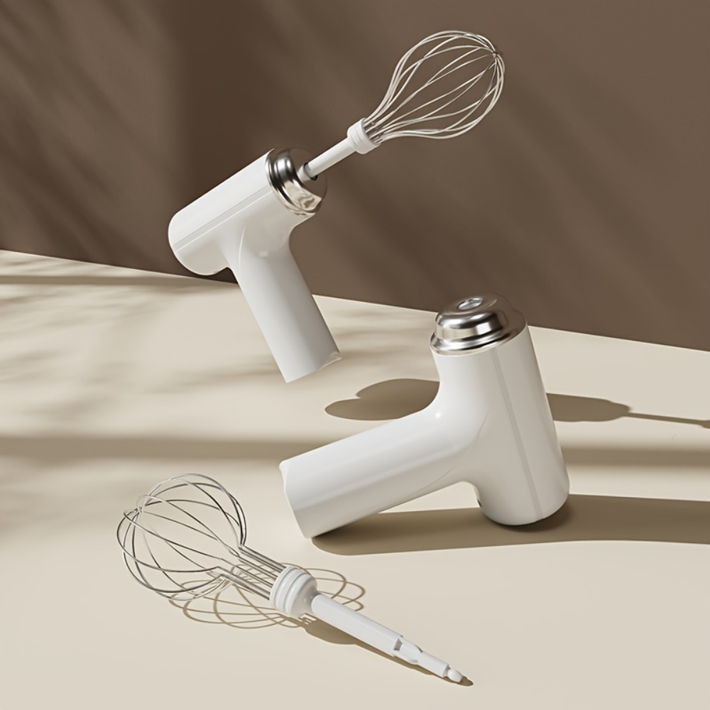 C0011-White Cordless Electric Hand Mixer Stainless Steel Whisk 1050 RPM ...