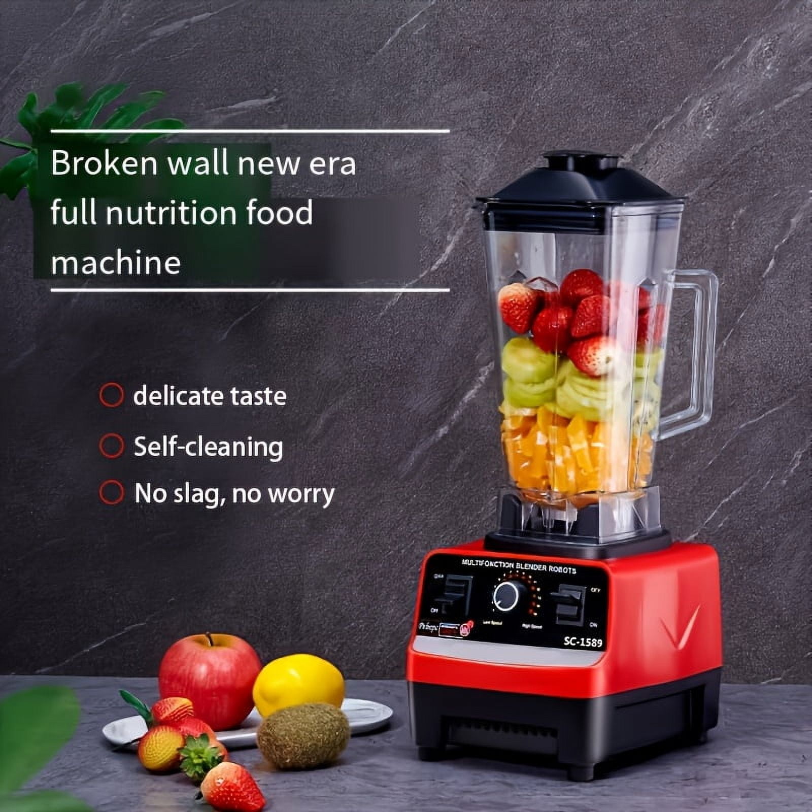 C010-Red RV Kitchen Blender Multifunctional with Wall Breaker 110V-130V PP Food Grinder Ice ...
