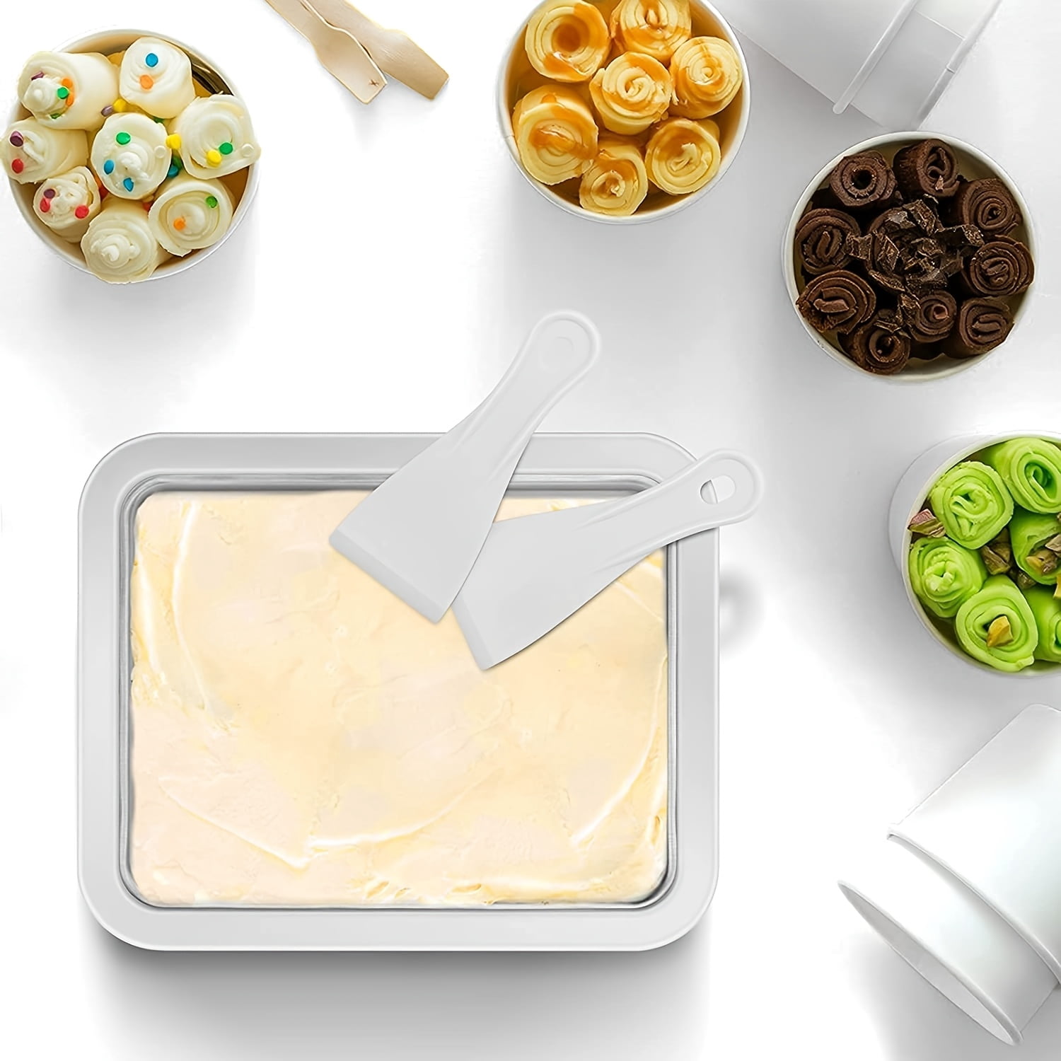 C015-White 1pc Portable Ice Cream Roll Maker with Stainless Steel ...