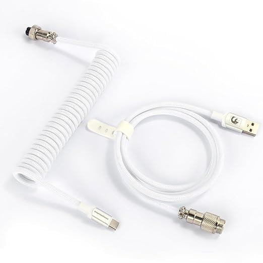 C01Pro Coiled USB C Cable for Gaming Keyboard,Nylon Braided Mechanical ...