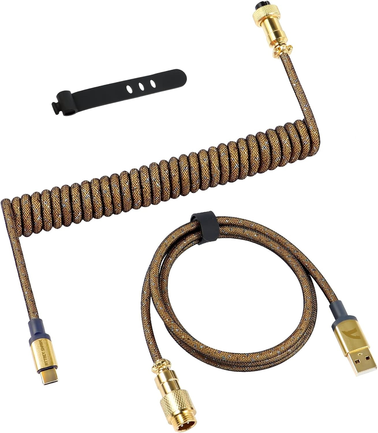 C03 Double Sleeve Extendable Spring Line 24K Gold Aviator Coiled Cable ...