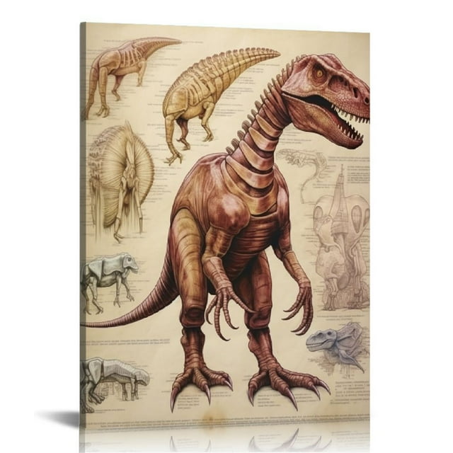 C04-GENYS Art Print Wall Decor, Tyrannosaurus Rex Dinosaur, Da Vinci ...
