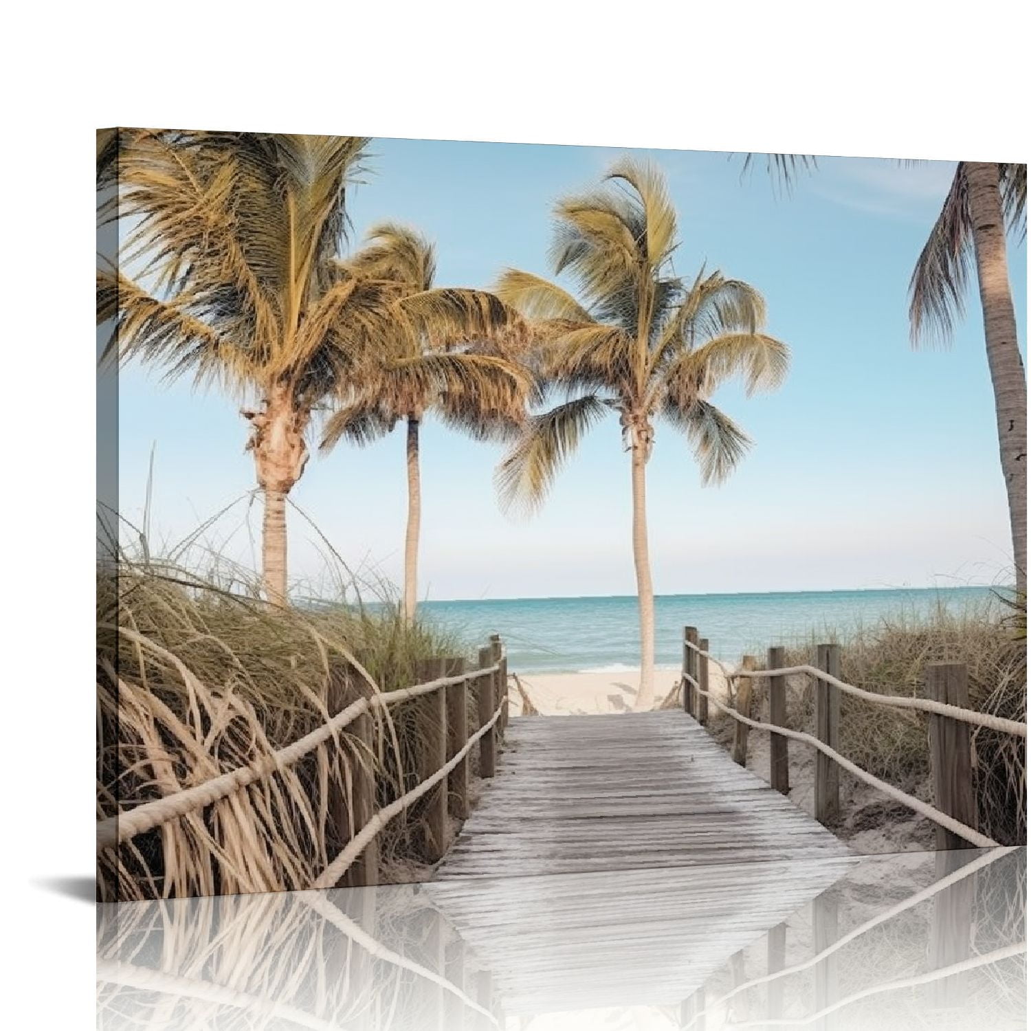 C04-GENYS Beach Pathway Canvas Wall Art: Coastal Theme Boardwalk ...