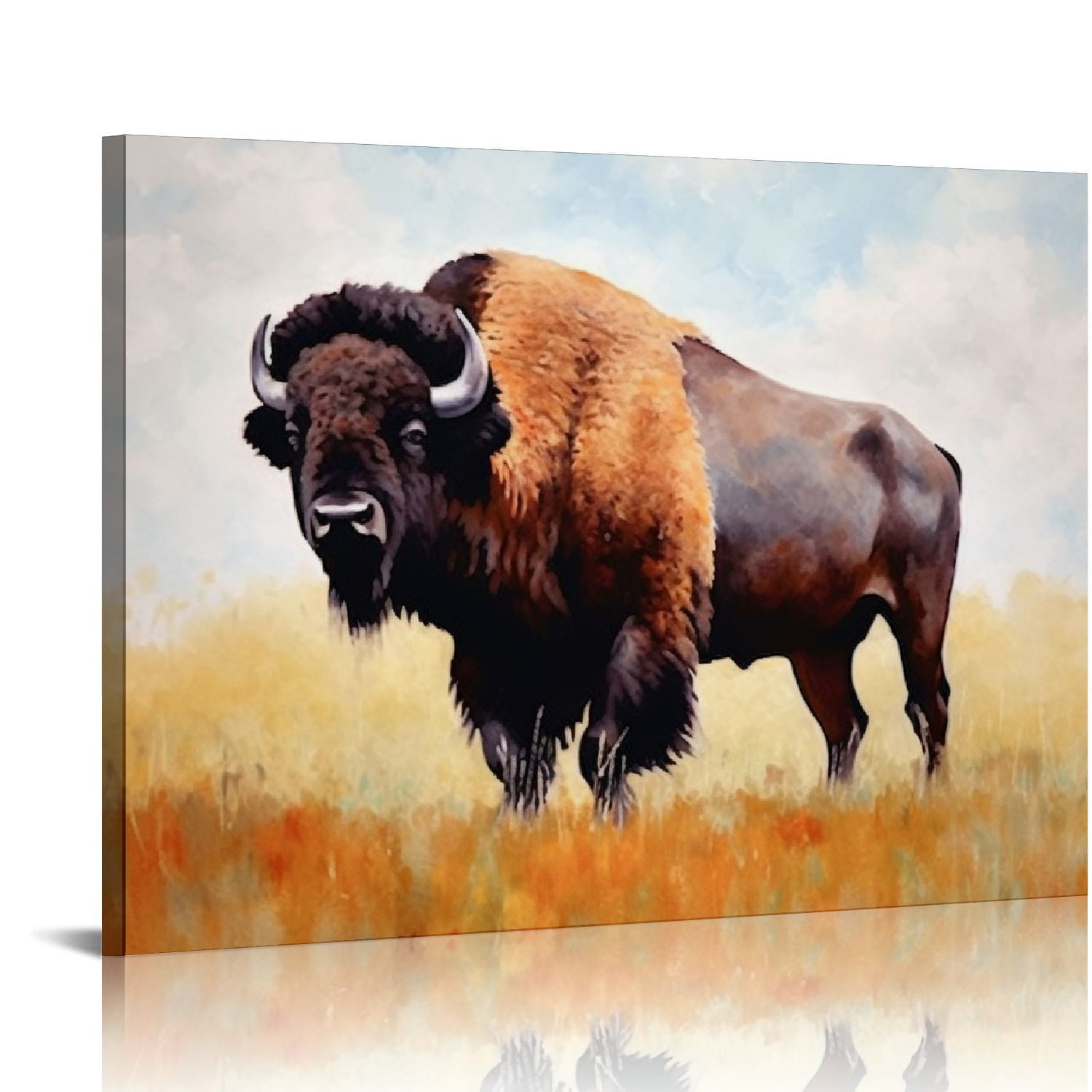 C04-GENYS Bison Print, Wild Animal Prints, Buffalo Watercolor, Bison ...