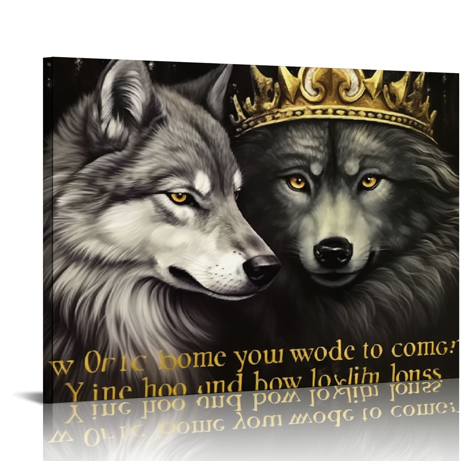C04-GENYS Black and White Wolf Wall Art Christian Two Wolves Poster ...