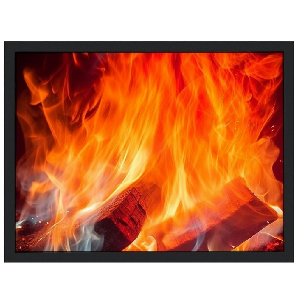 C04-GENYS Blazing Flames Canvas Wall Art, Charcoal fire on Black ...