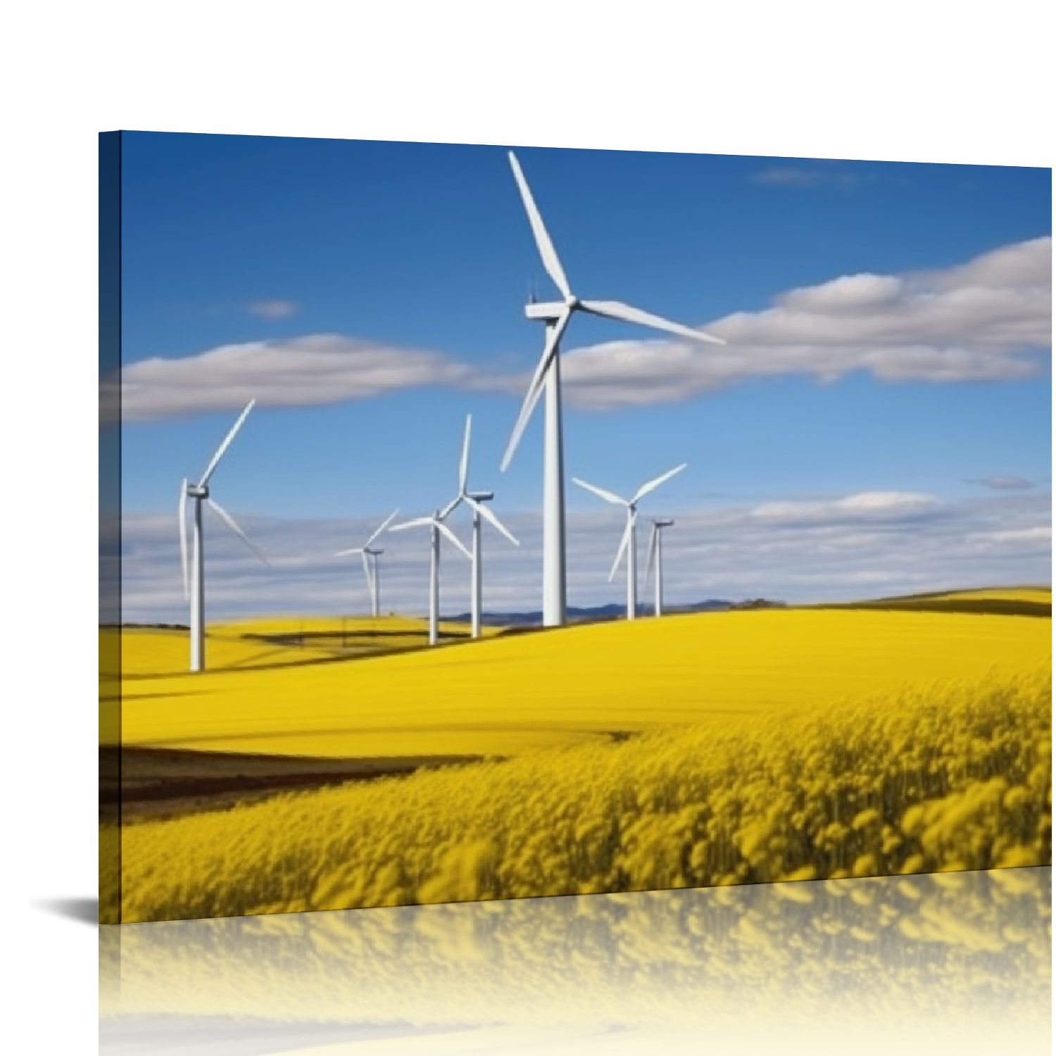 C04-GENYS Canvas Framed Wall Art Wind Turbine Power Generation Print ...