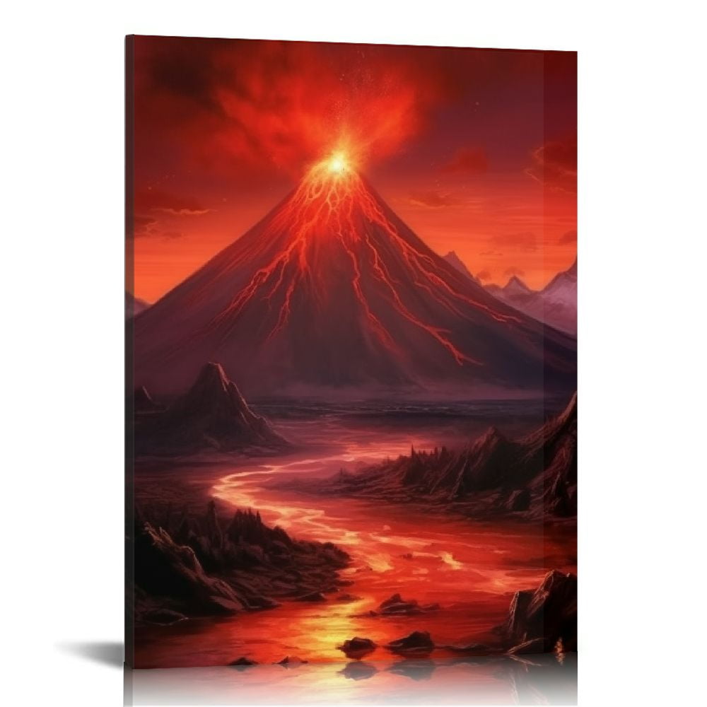 C04-GENYS Canvas Wall Art Poster Landscape Poster Volcano Poster ...