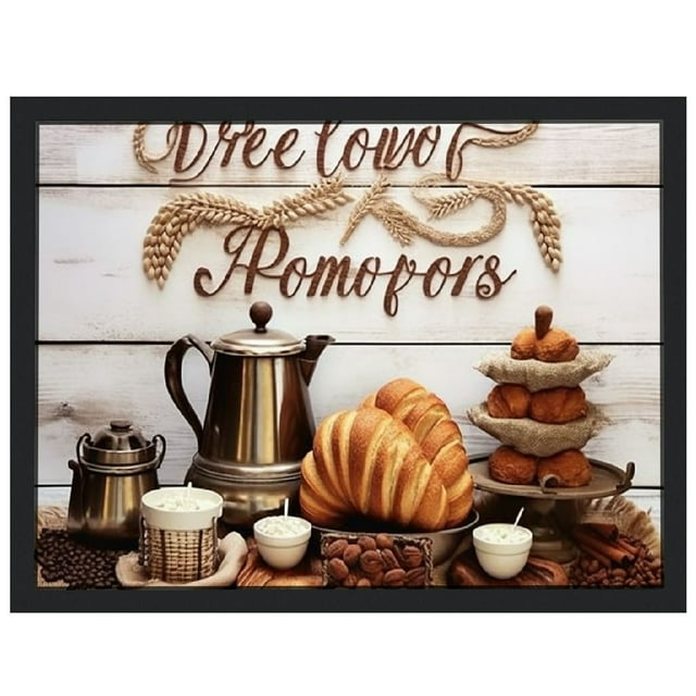 C04-GENYS Christian Kitchen Wall Art Coffee Bread Wall Decor Rustic ...