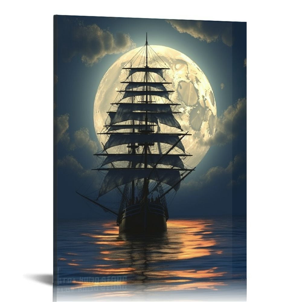C04-GENYS Delighin Wall Art Modern Giclee Canvas Prints Night Moon ...
