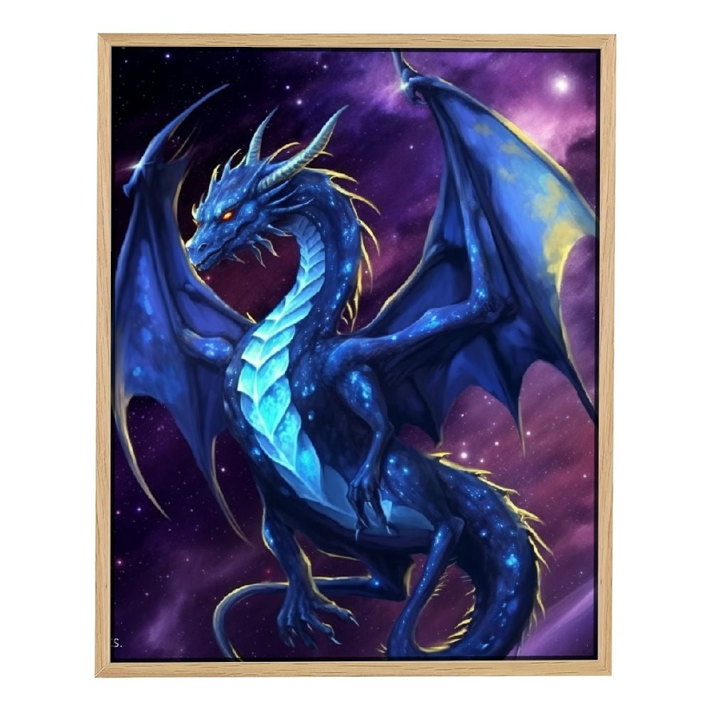 C04-GENYS Dragon Decor Wall Art Blue Space Galaxy Pictures Dragon ...
