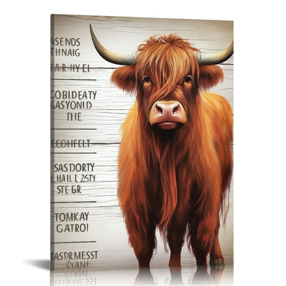 C04-GENYS Farmhouse Highland Cow Decor Wall Art Farm Cow Inspirational ...
