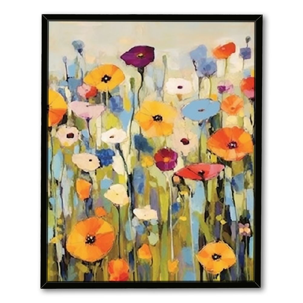 C04-GENYS Framed Canvas Print Wall Art Abstract Neon Poppy Daisy Flower ... C04-GENYS Framed Canvas Print Wall Art Abstract Neon Poppy Daisy Flower ...