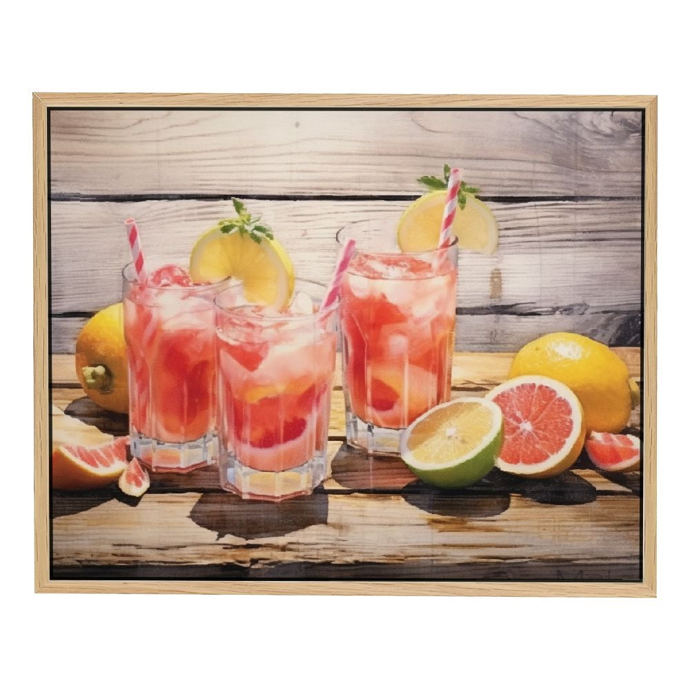 C04-GENYS Framed Canvas Print Wall Art Grapefruit & Pineapple Cocktails ...